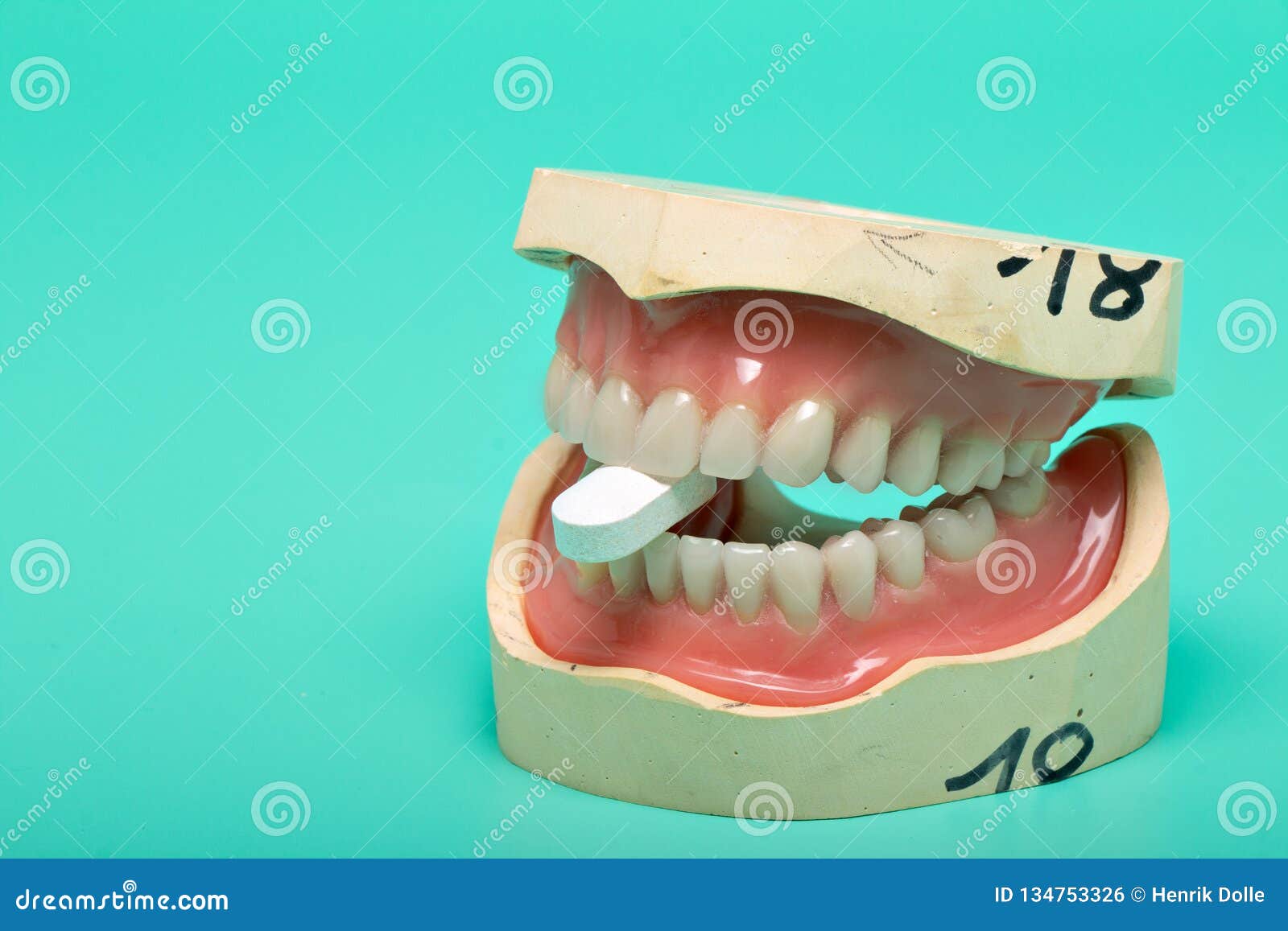 Dentures Model with Medical Instruments Stock Photo - Image of denture ...