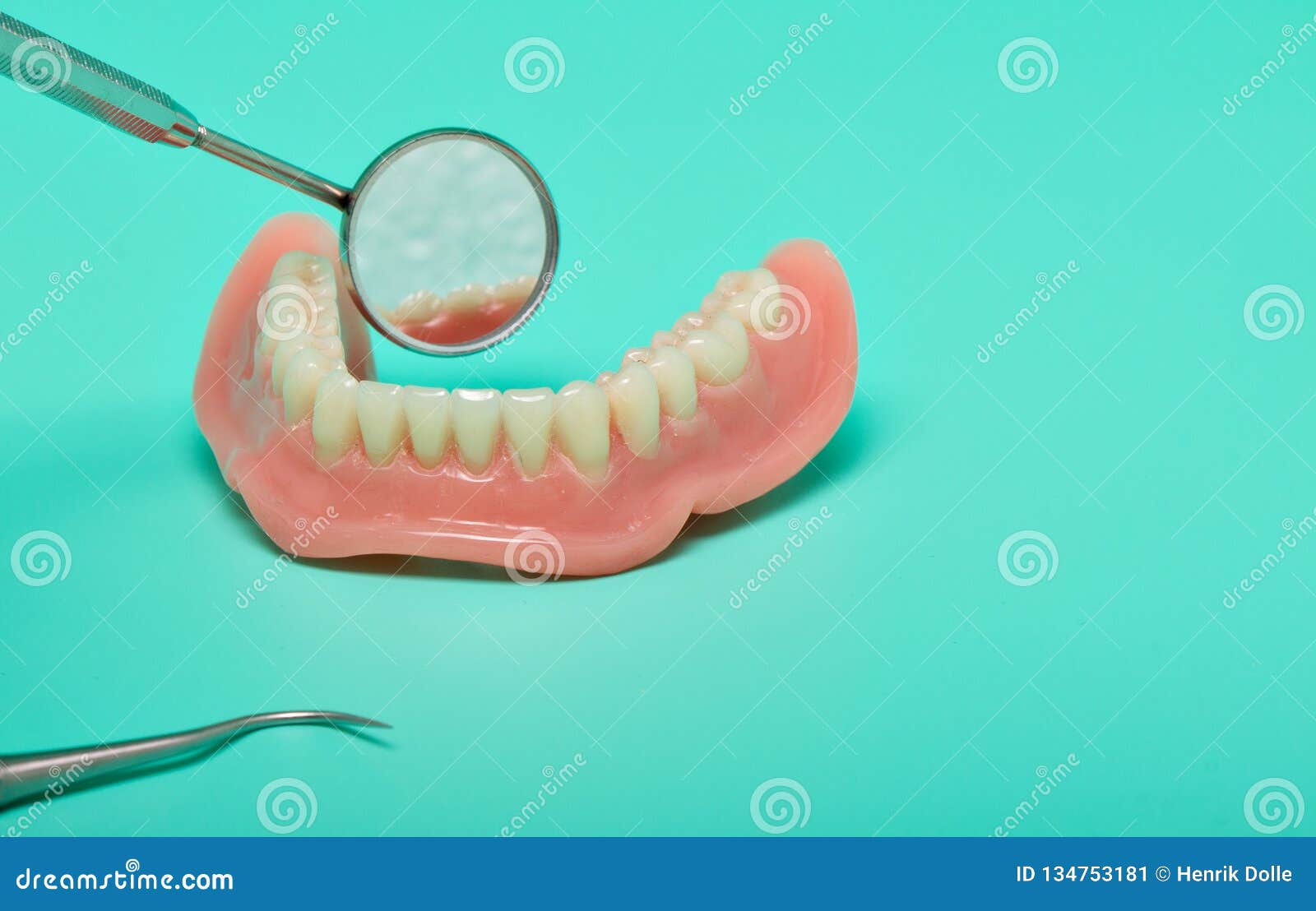 Dentures Model with Medical Instruments Stock Image - Image of medicine ...