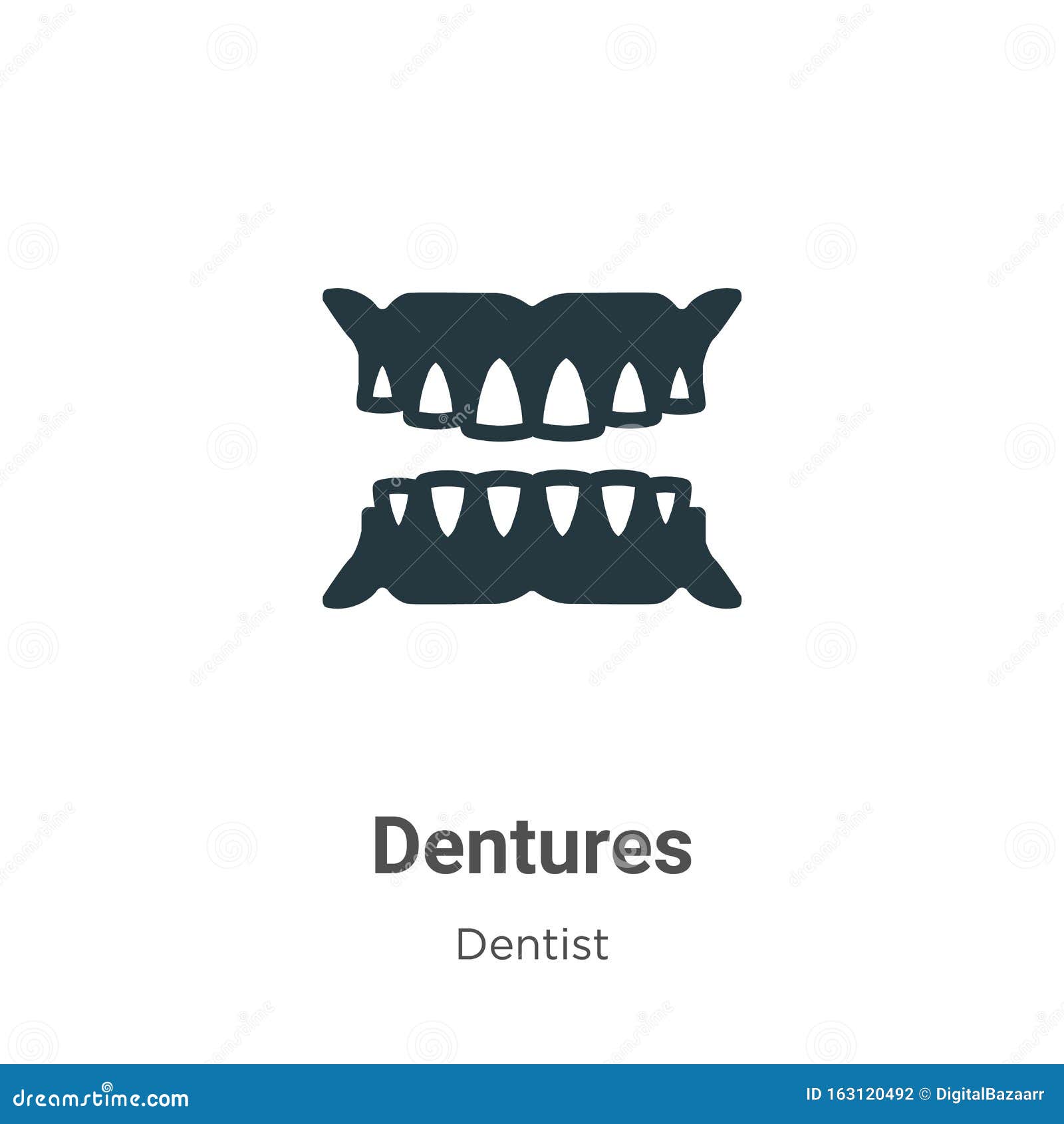 Dentures Vector Icon On White Background. Flat Vector Dentures Icon ...