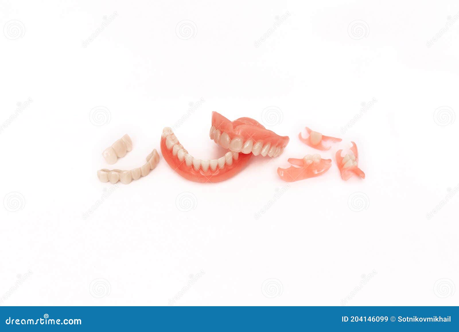 Close Up Of Denture Tooth, Side View ,acrylic Human Jaw Model On White ...