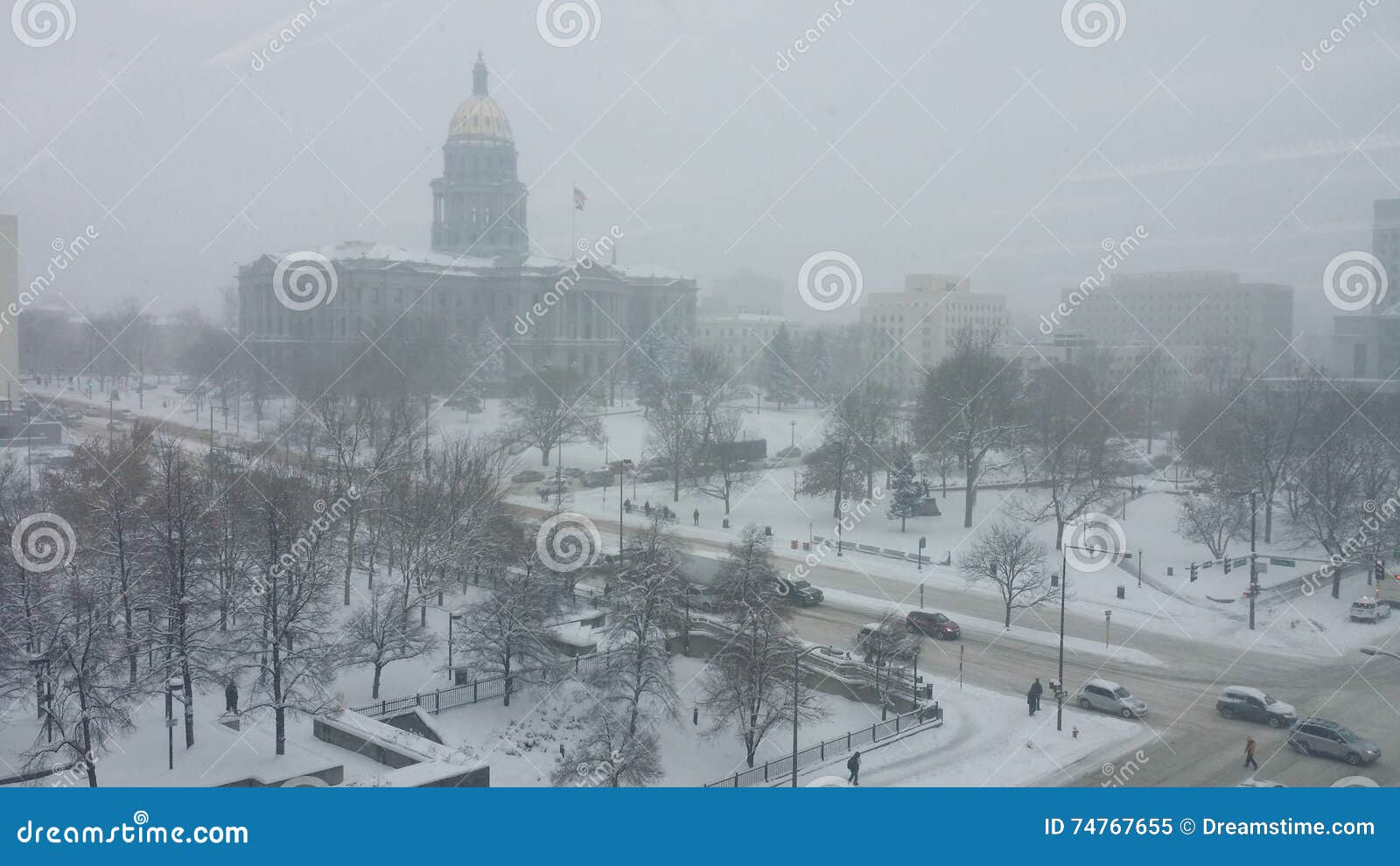 Denver Capitol Building Winter 2016 Stock Image - Image of storm ...