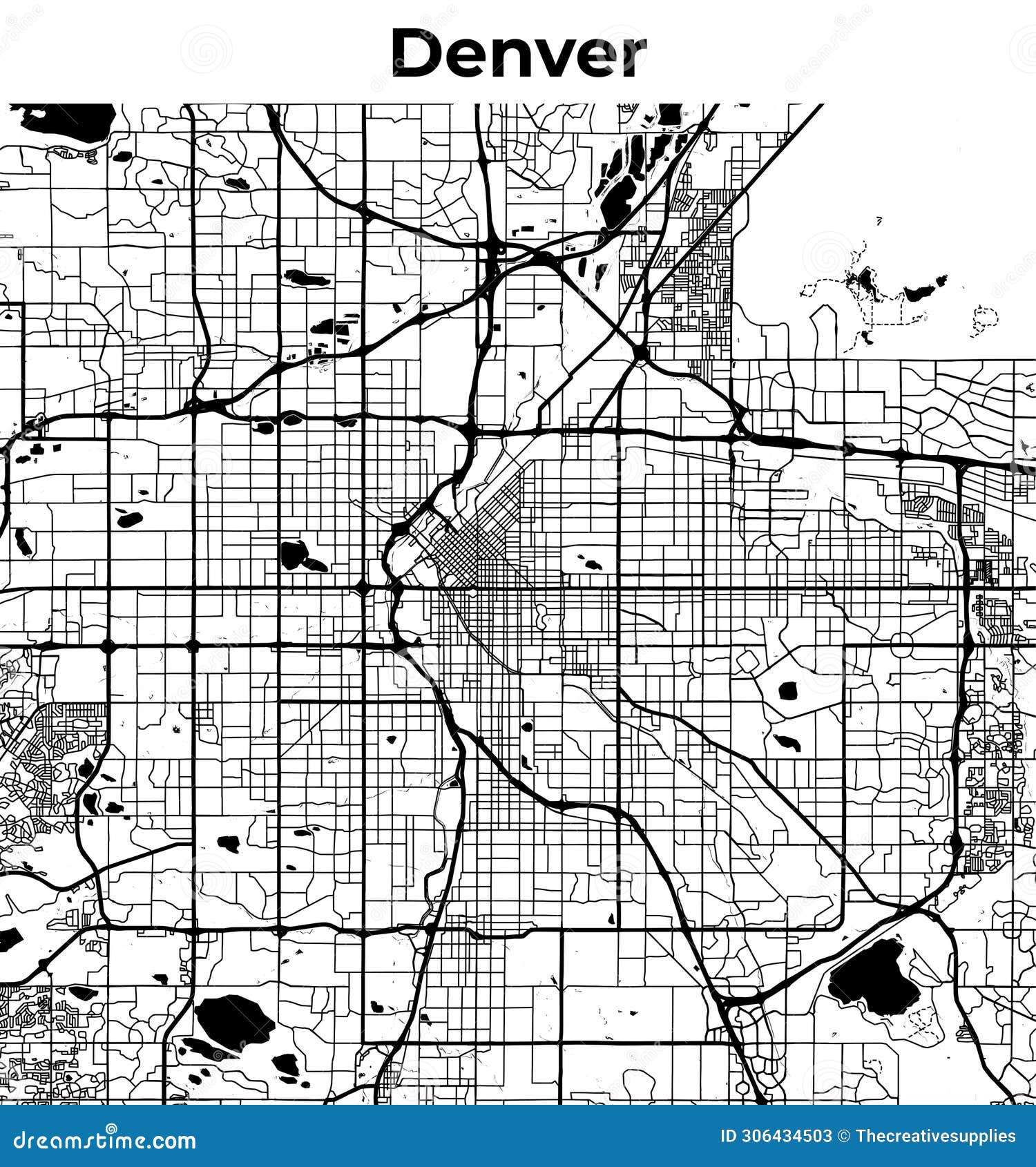 Denver City Map, Cartography Map, Street Layout Map Stock Vector ...