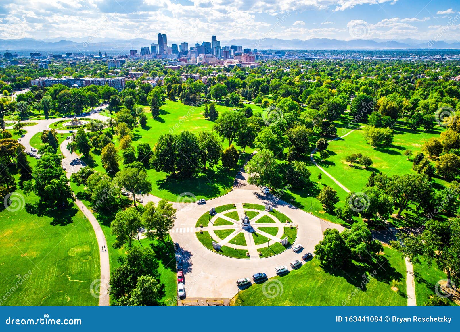 Denver Colorado Aerial Drone View Above Patterns in City Park Stock ...