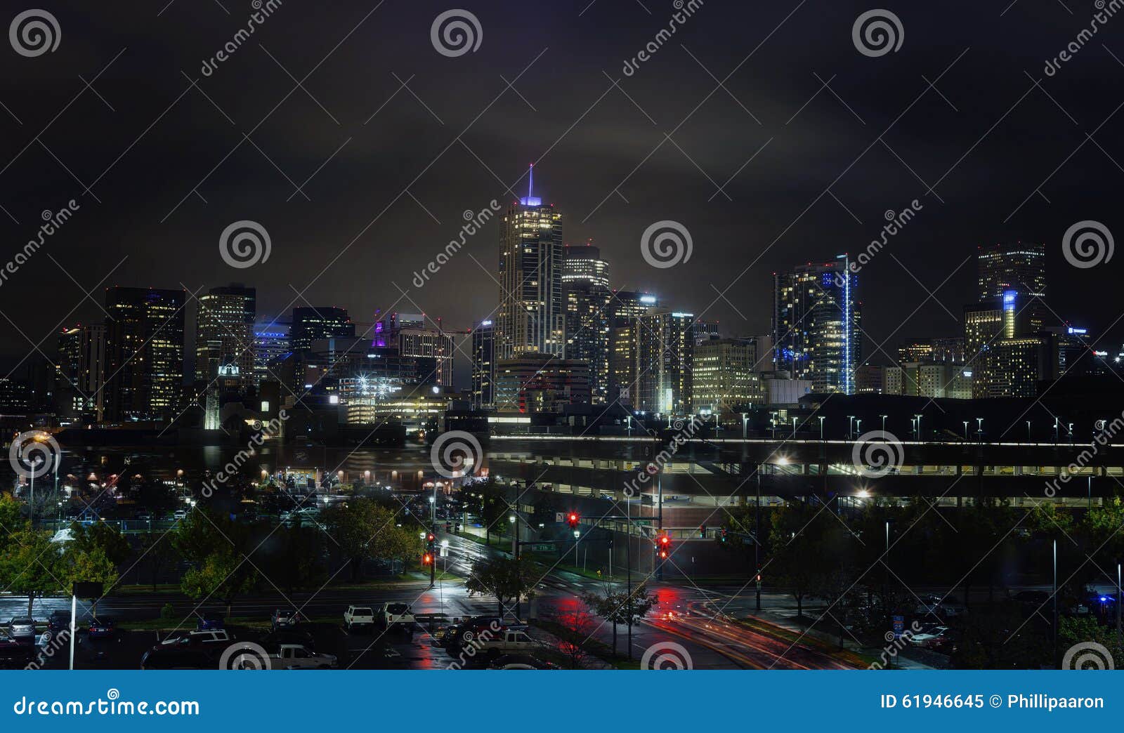 Denver Colorado City Skyline at Night Editorial Image - Image of ...