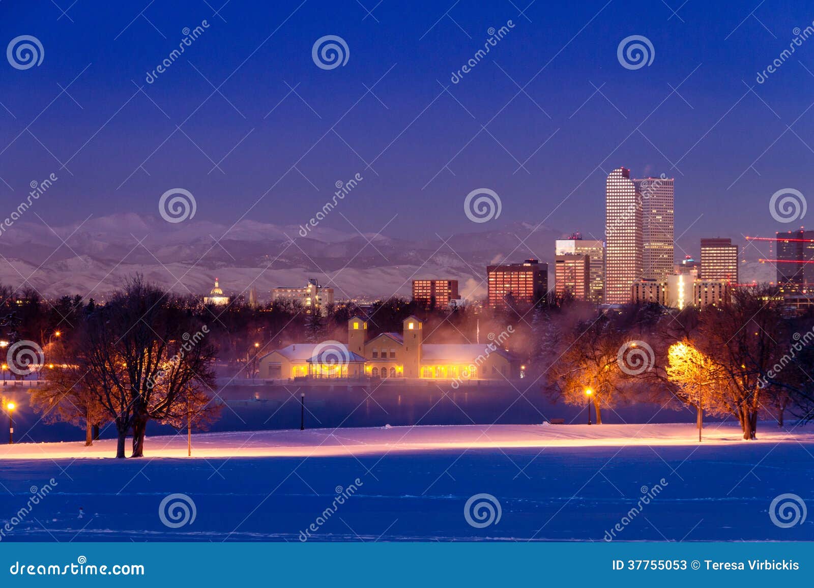 Denver Colorado Skyline in Snow Feb 2013 Editorial Stock Photo - Image ...
