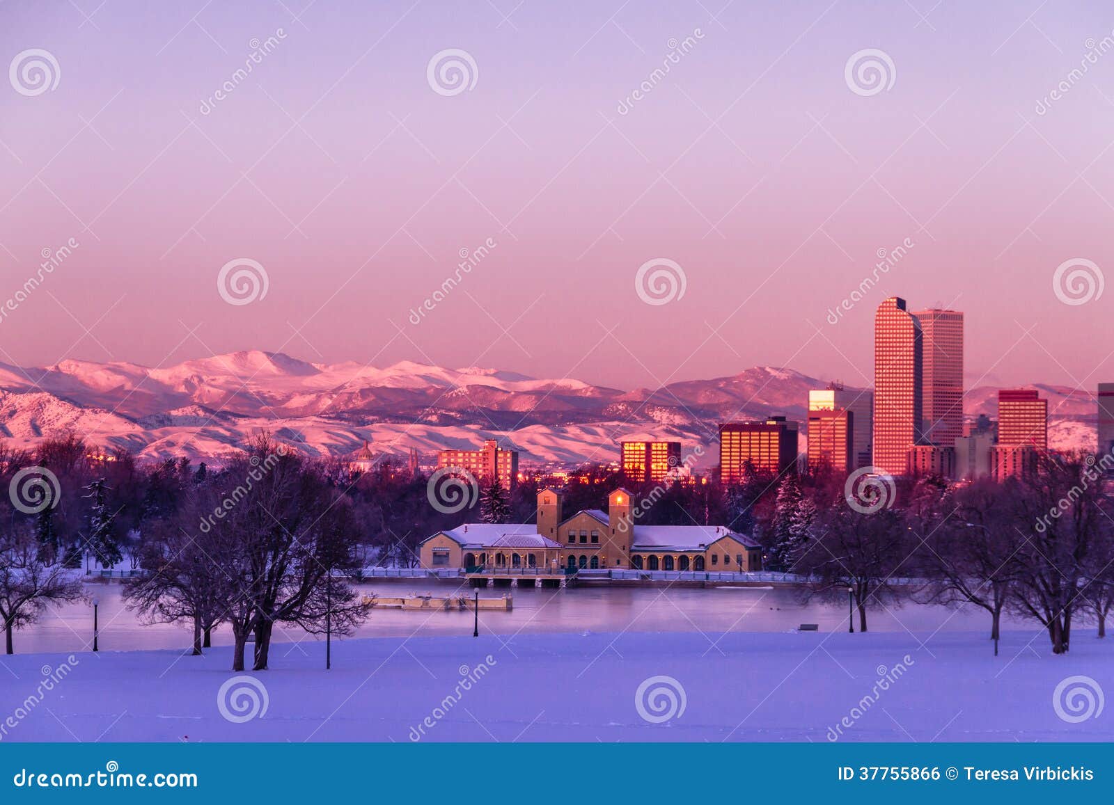 Denver Colorado Skyline in Snow Feb 2013 Editorial Photo - Image of ...