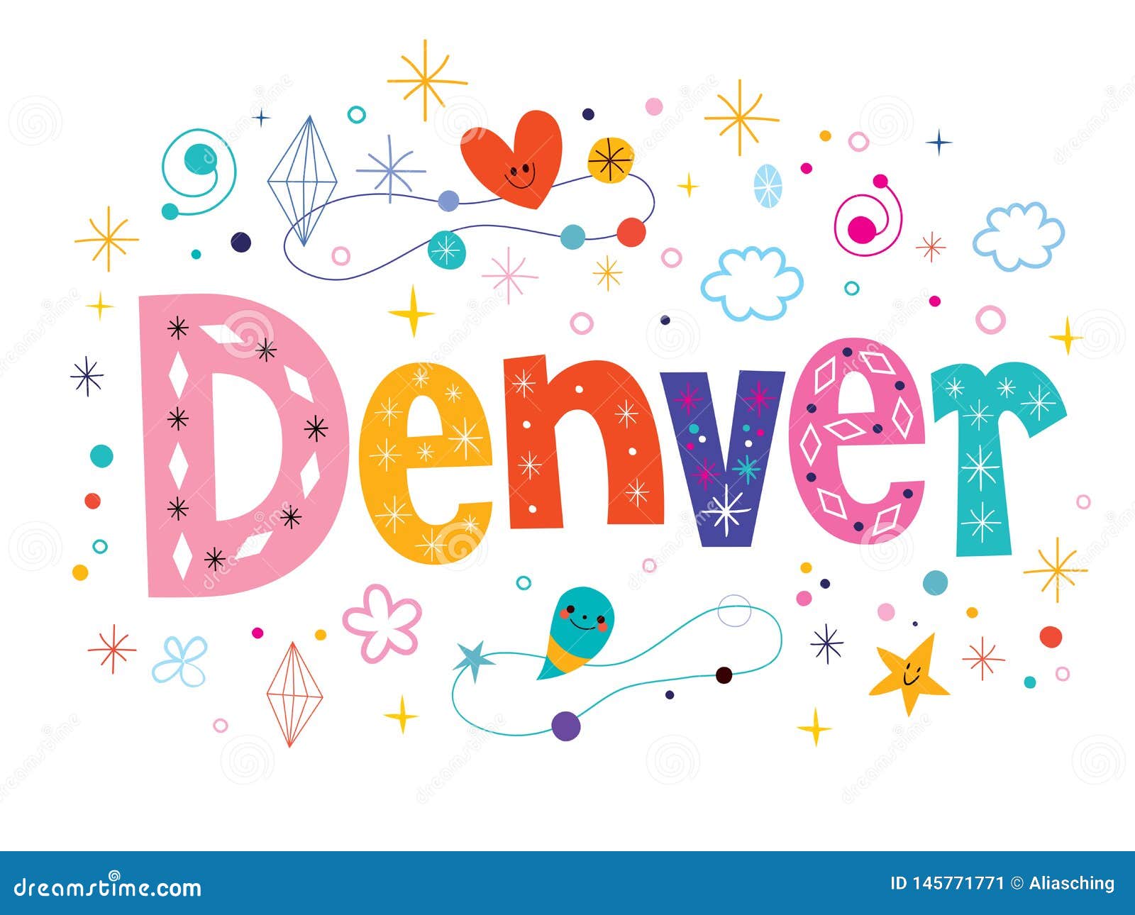 Denver Decorative Lettering Stock Vector - Illustration of word ...