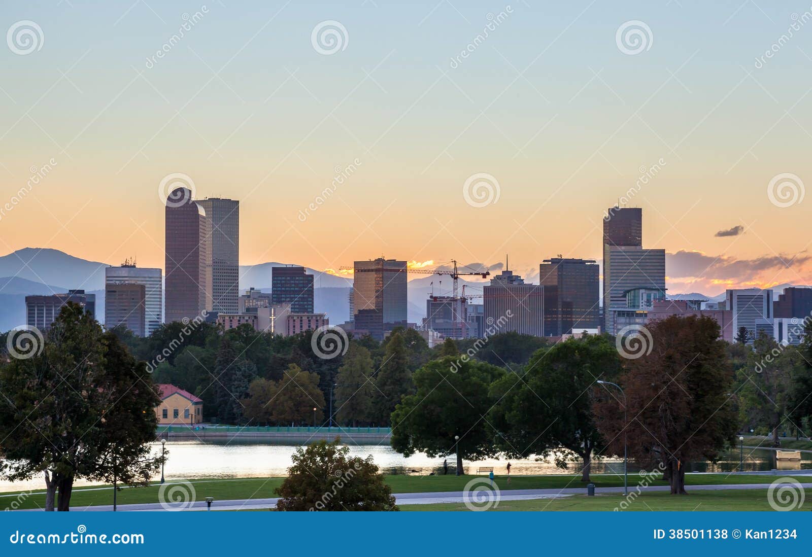 Denver Downtown Skyline at Sunset Stock Photo - Image of scenic ...