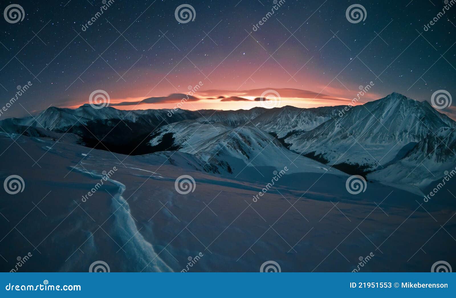 Denver Glow and Snow Covered Colorado Mountains Stock Image - Image of ...