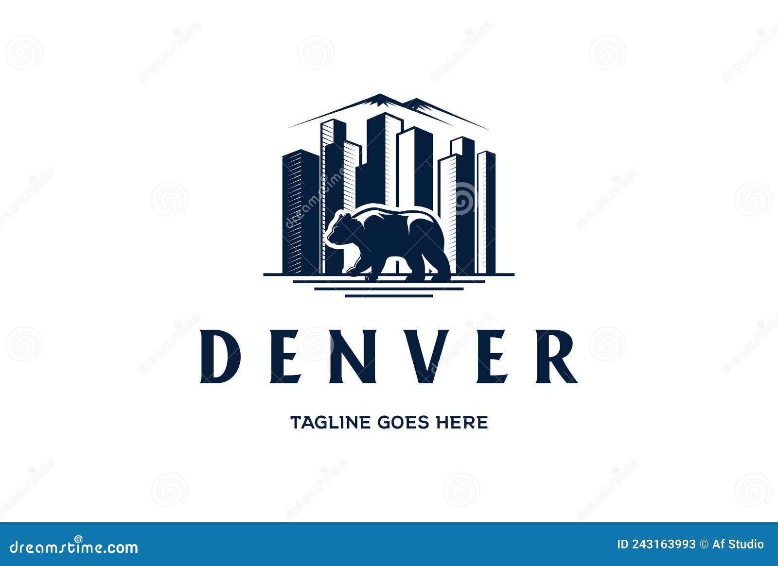 Denver Mountain City Bear Silhouette Logo Design Vector Stock Vector ...