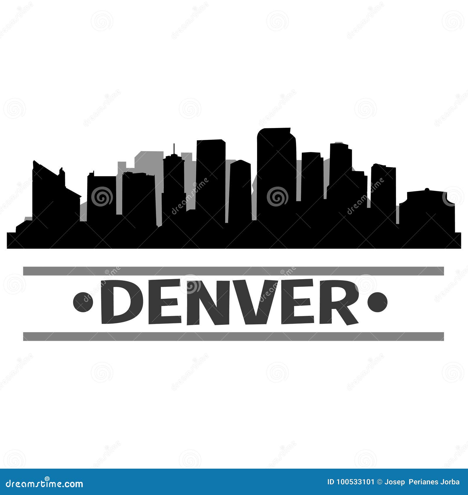 Denver Skyline City Icon Vector Art Design Illustrazione Vettoriale ...