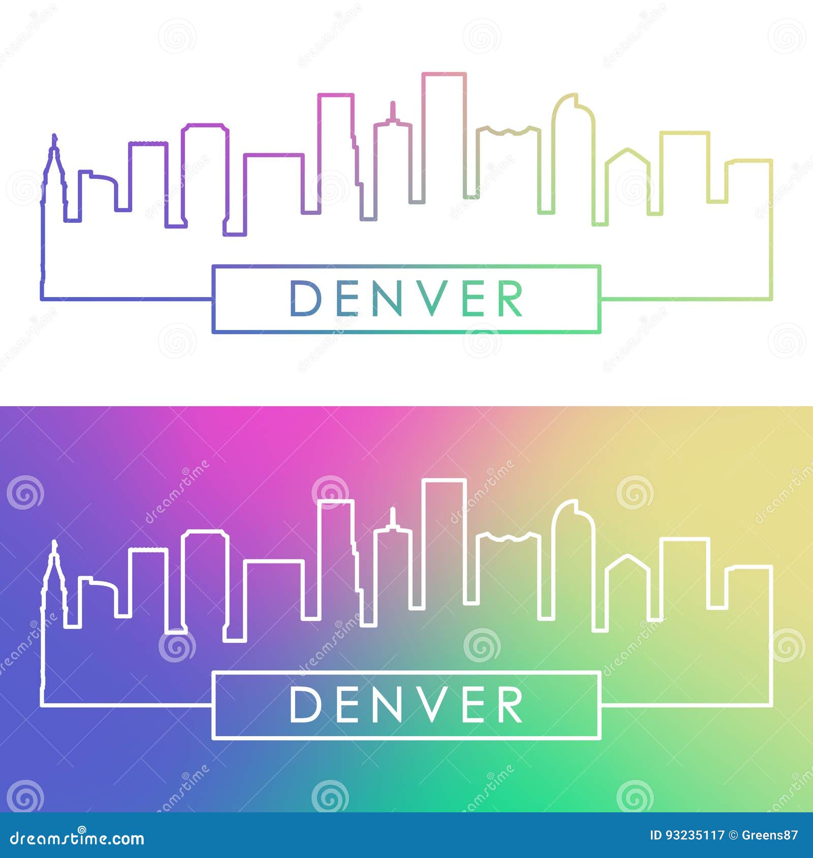 Denver Skyline. Colorful Linear Style Stock Vector - Illustration of ...