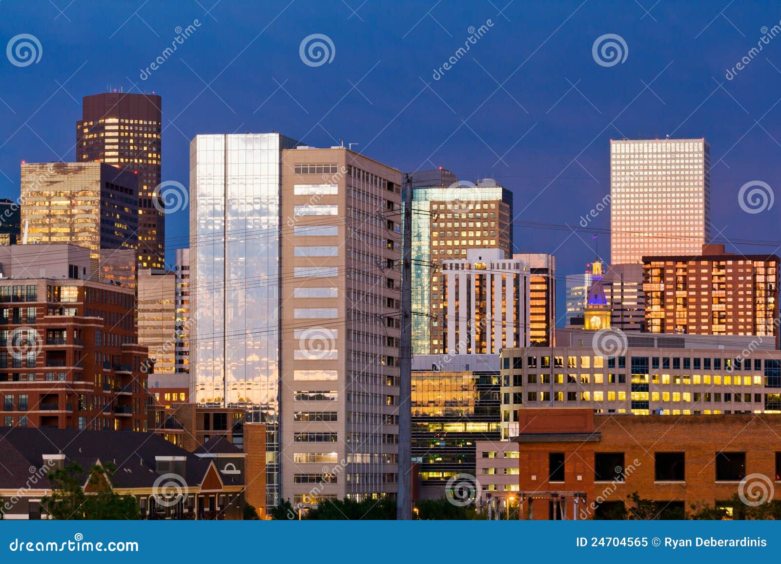 Denver Skyline at Dusk stock image. Image of colorful - 24704565