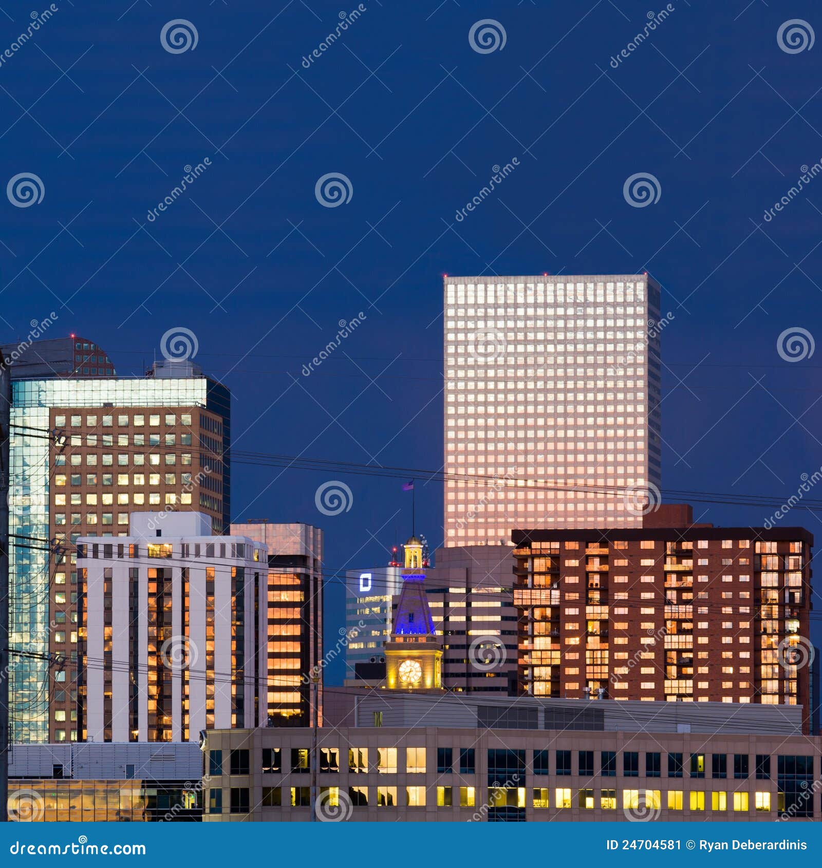 Denver Skyline at Dusk Closeup Stock Image - Image of nighttime, glow ...