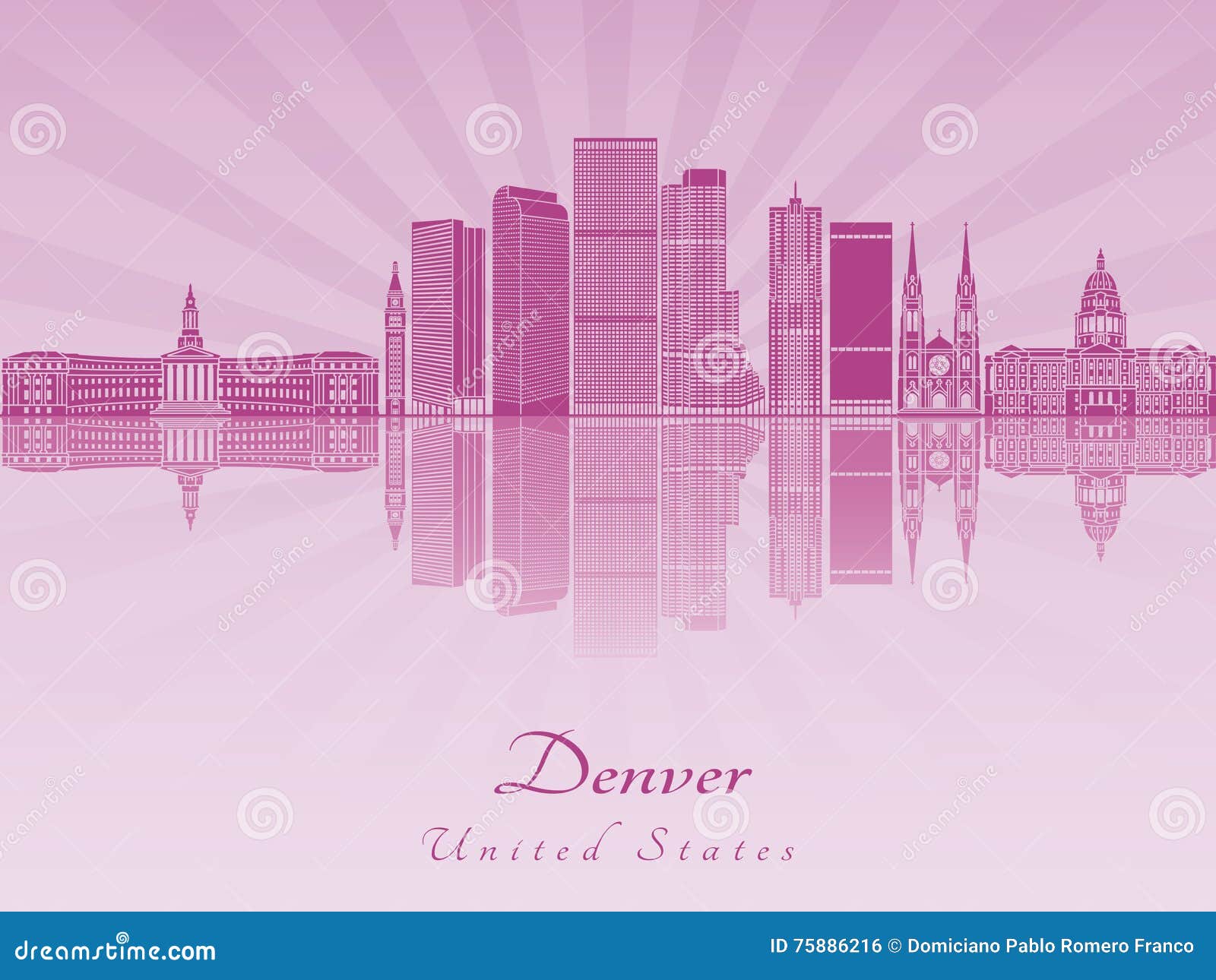 Denver Skyline in Purple Radiant Orchid Stock Vector - Illustration of ...