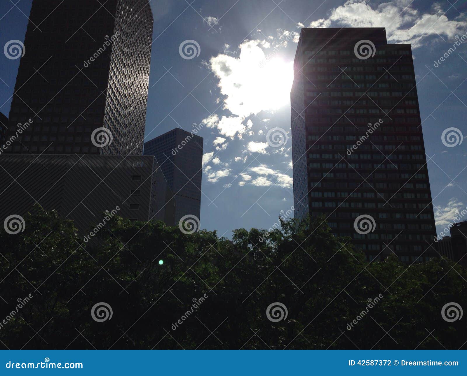 Denver Skyline stock photo. Image of skyscraper, city - 42587372