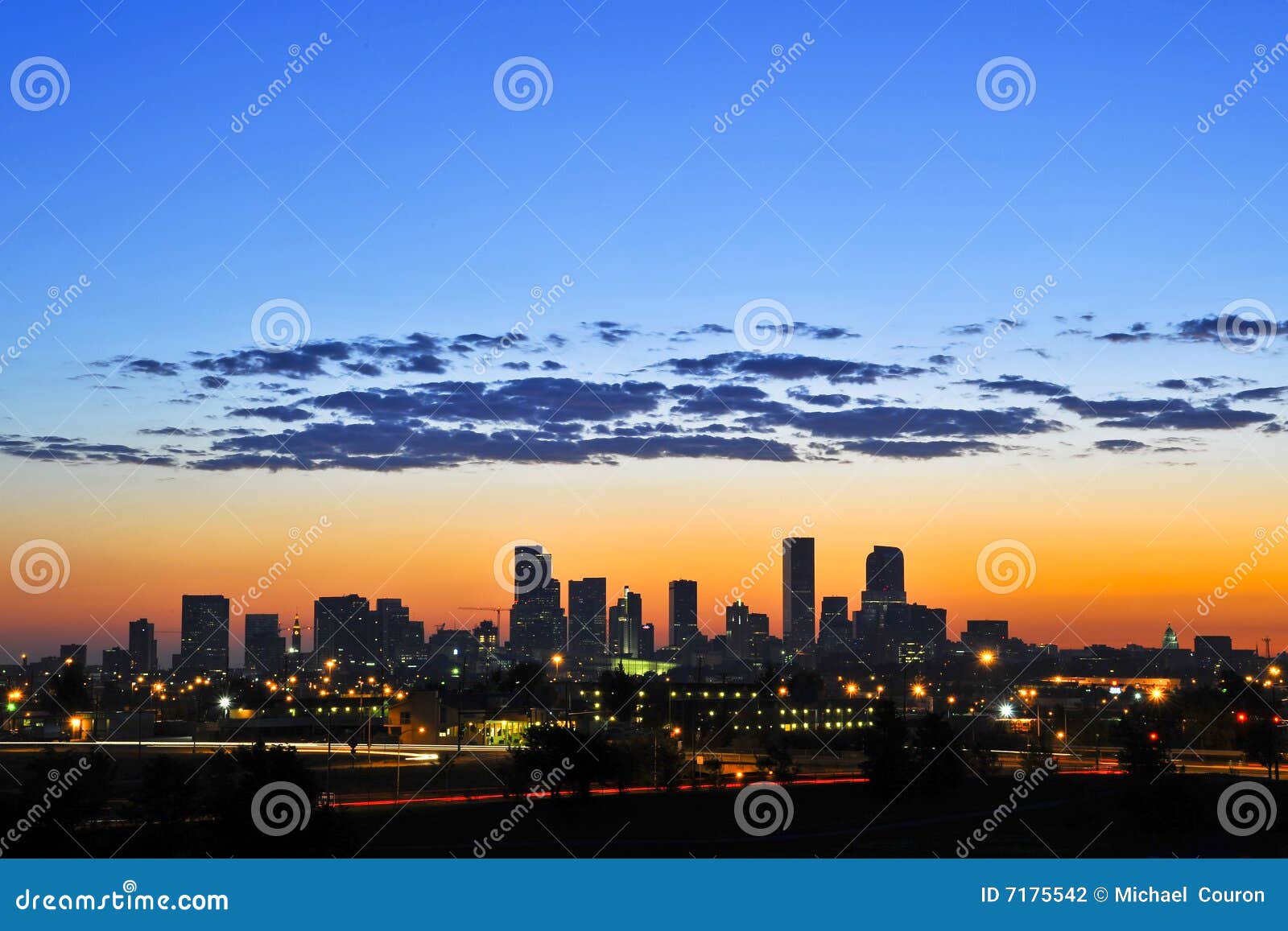 Denver Skyline Sunrise stock photo. Image of york, sunset - 7175542