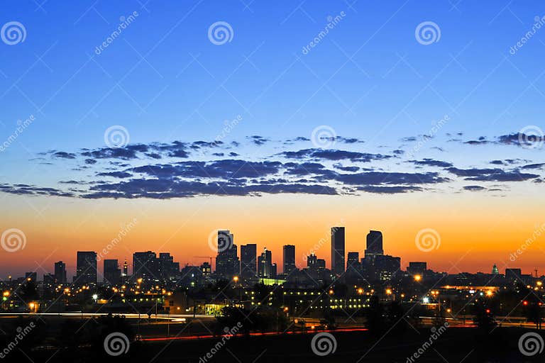 Denver Skyline Sunrise stock photo. Image of york, sunset - 7175542