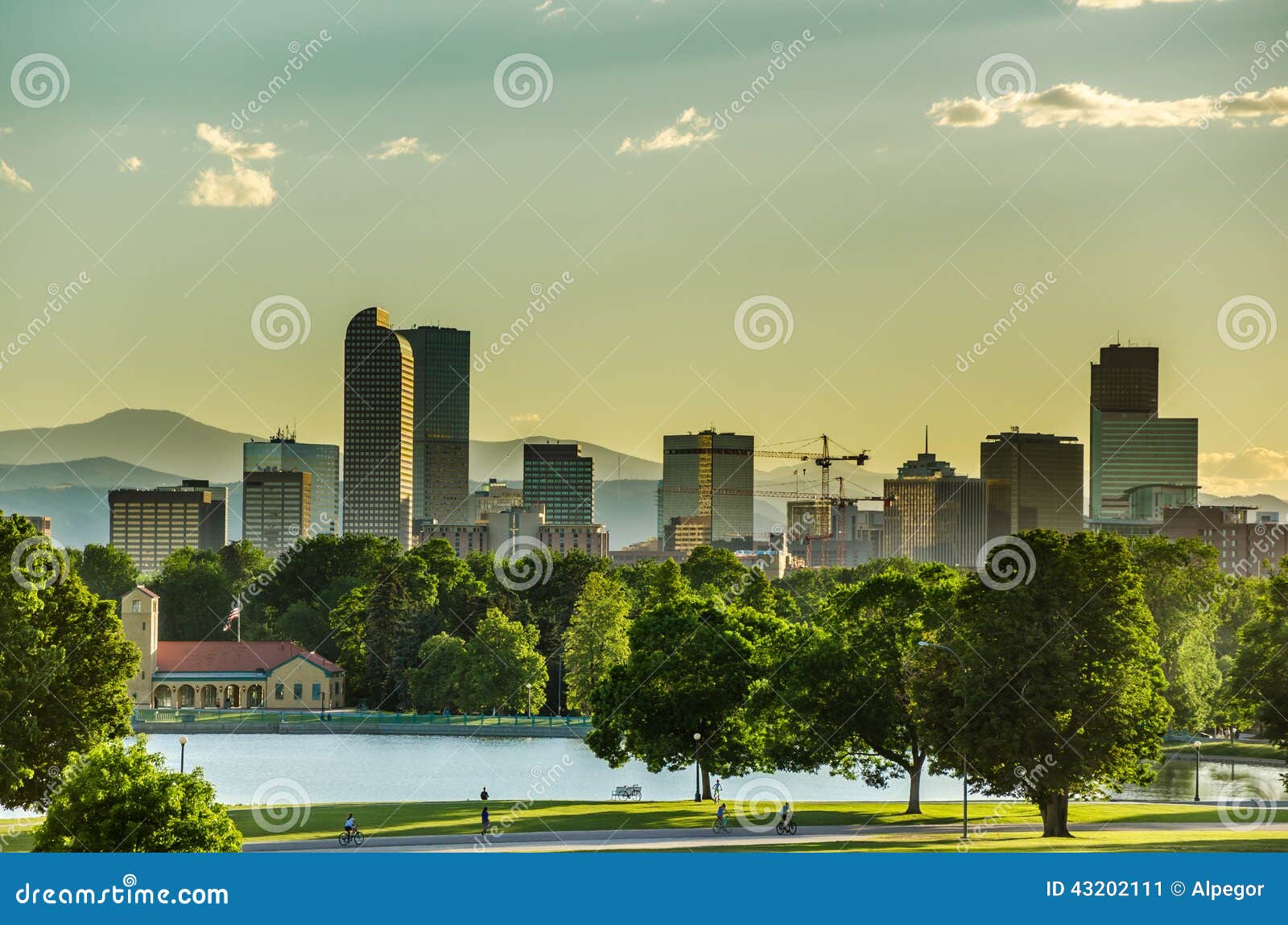 Denver Skyline at Sunset stock image. Image of city, clouds - 43202111