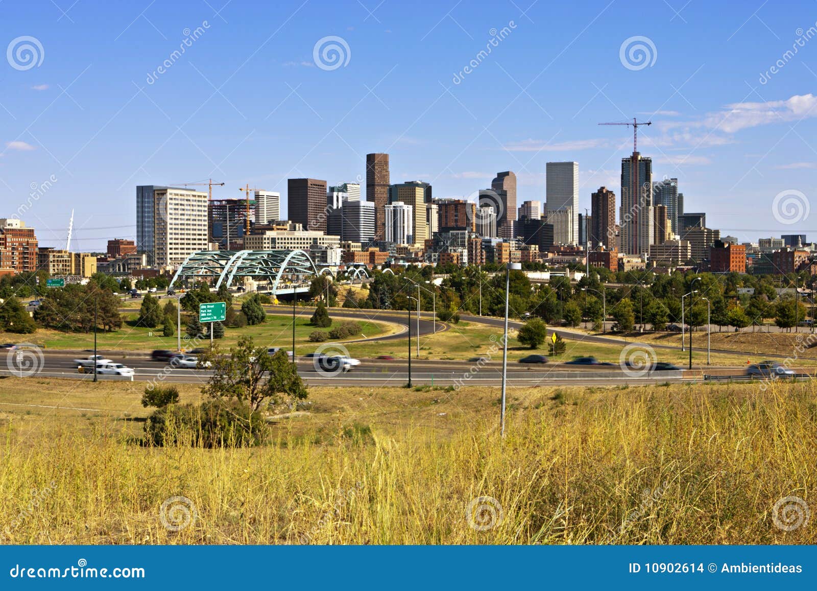 Denver Skyline from West stock photo. Image of traffic - 10902614