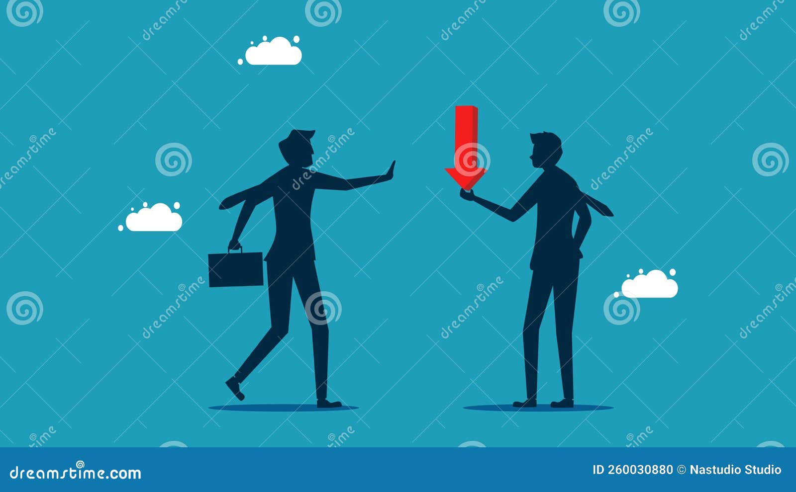 Deny the Risk. Businessman Does Not Accept Down Arrow Vector Stock ...