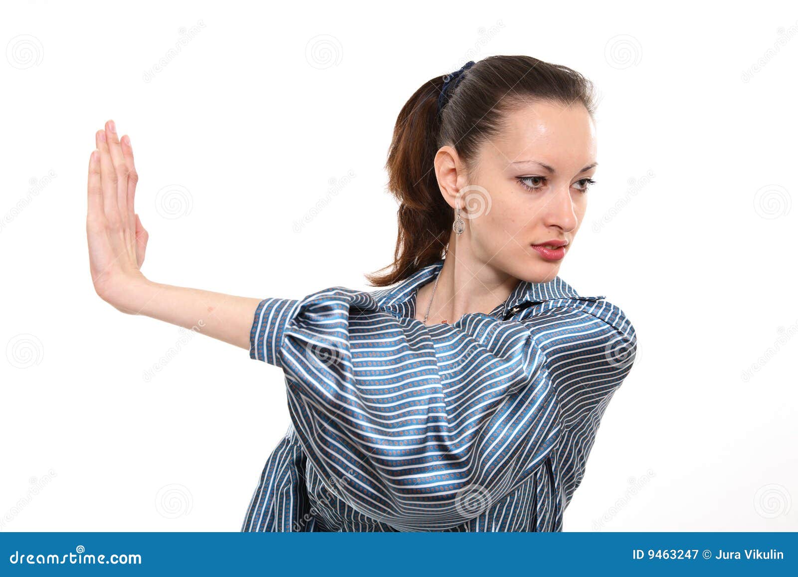 Denying stock image. Image of palm, beautiful, brunette - 9463247