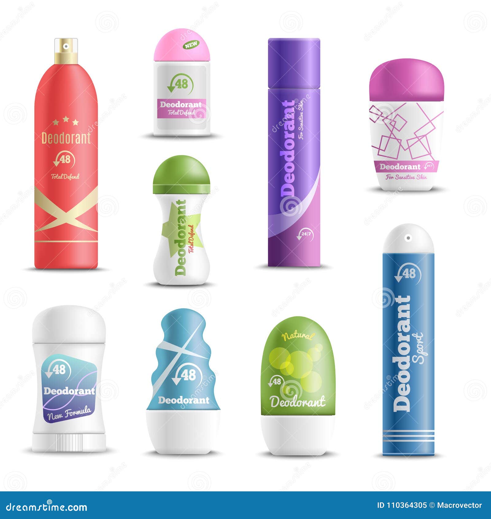 Deodorants Spray Sticks Realistic Set Stock Vector - Illustration of ...