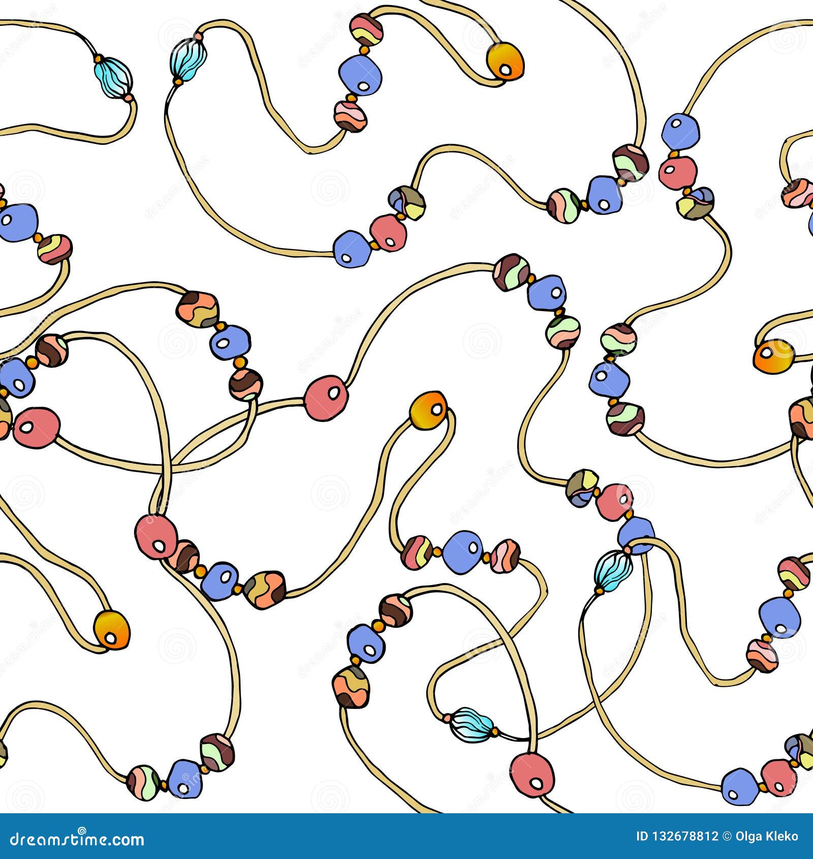 Decorative Colorful Beads Vector. Seamless Pattern on White Background ...