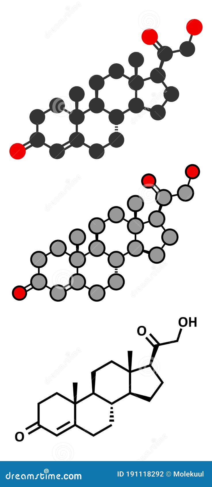 Deoxycorticosterone (DOC) Mineralocorticoid Hormone Molecule. Precursor ...