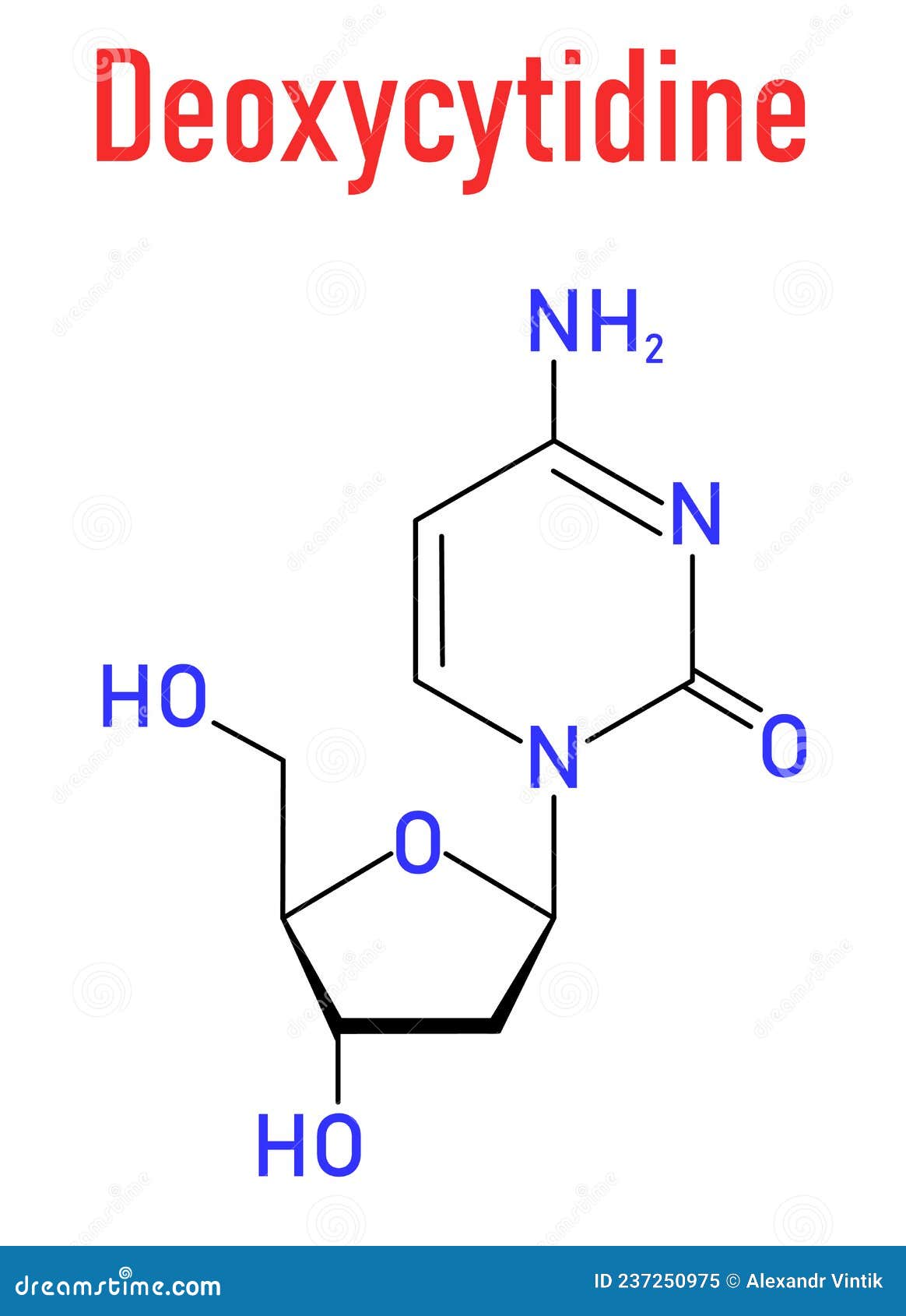 Deoxycytidine Or DC Nucleoside Molecule. DNA Building Block. Skeletal ...