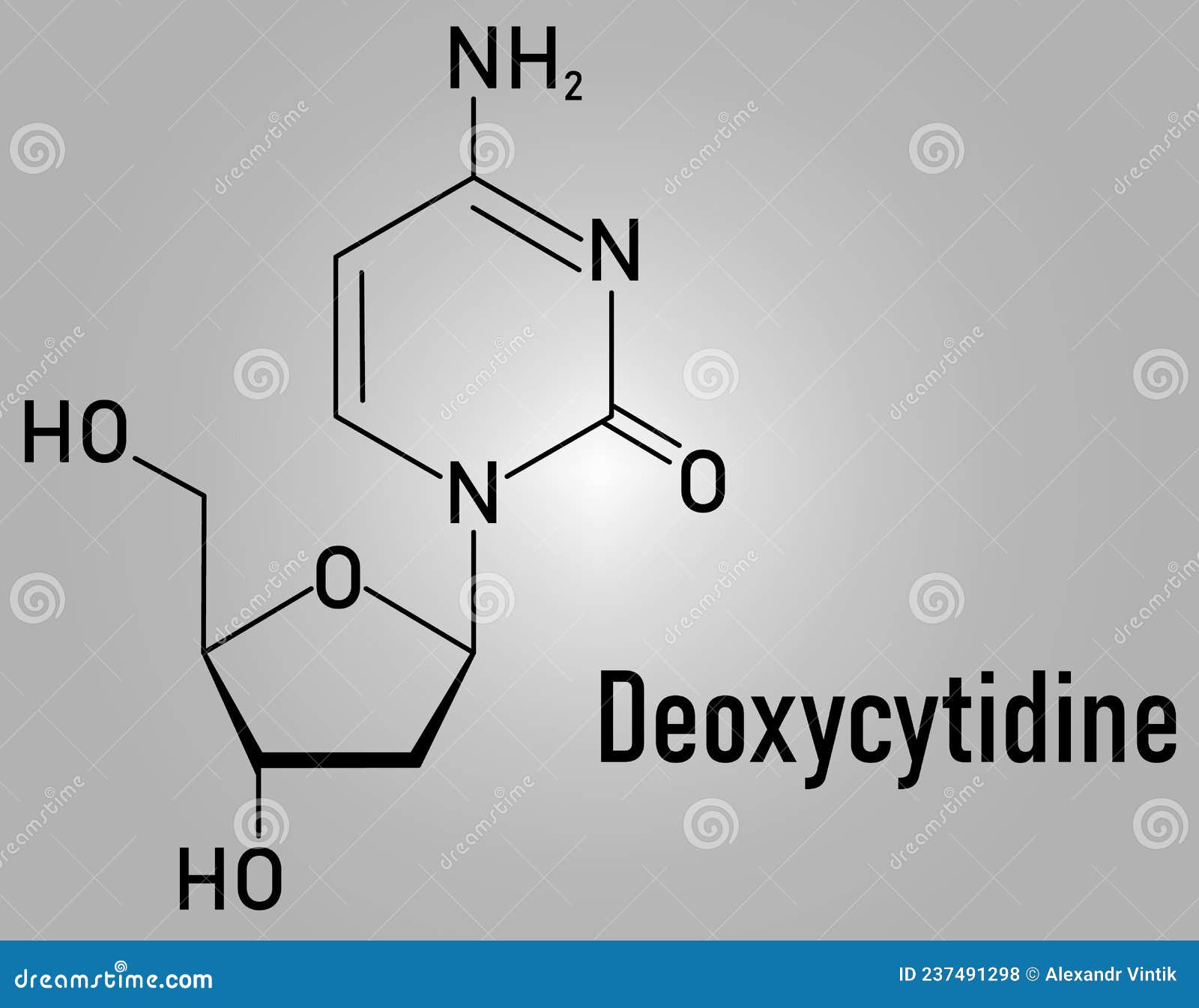 Deoxycytidine Or DC Nucleoside Molecule. DNA Building Block. Skeletal ...