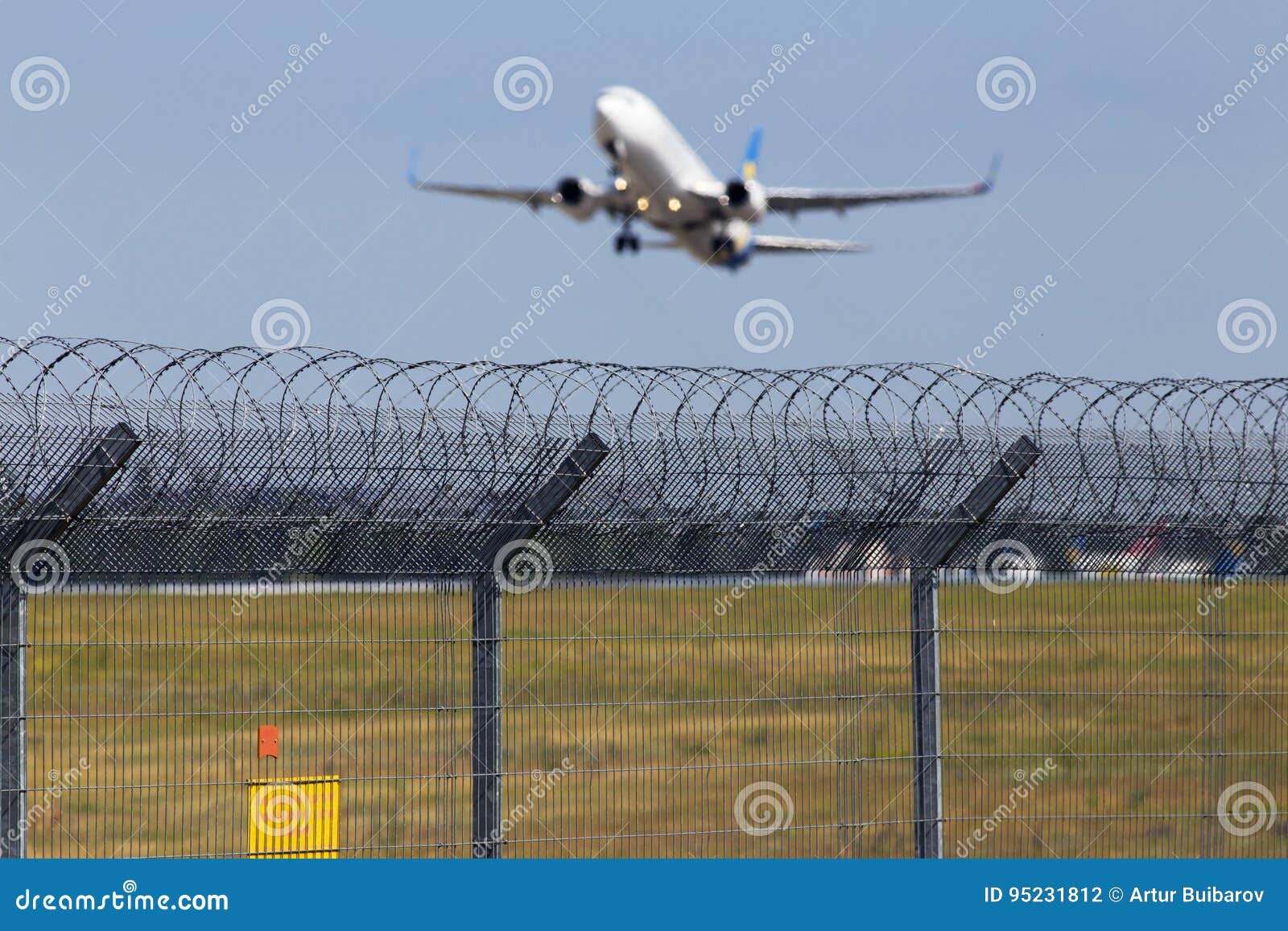 Departing aircraft stock photo. Image of airplane, aviation - 95231812