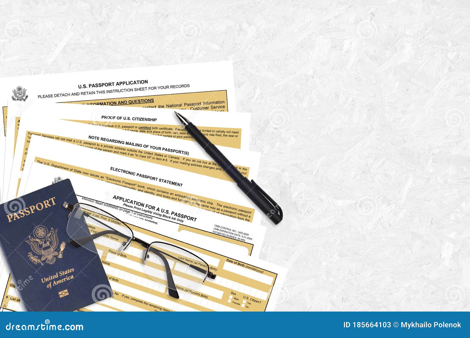 Department Of State Form Ds11 Application For A U S Passport Lies On