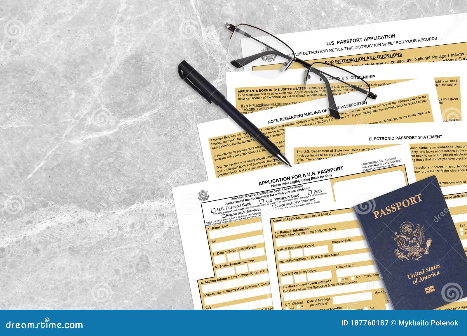 Department Of State Form Ds11 Application For A U S Passport Lies On