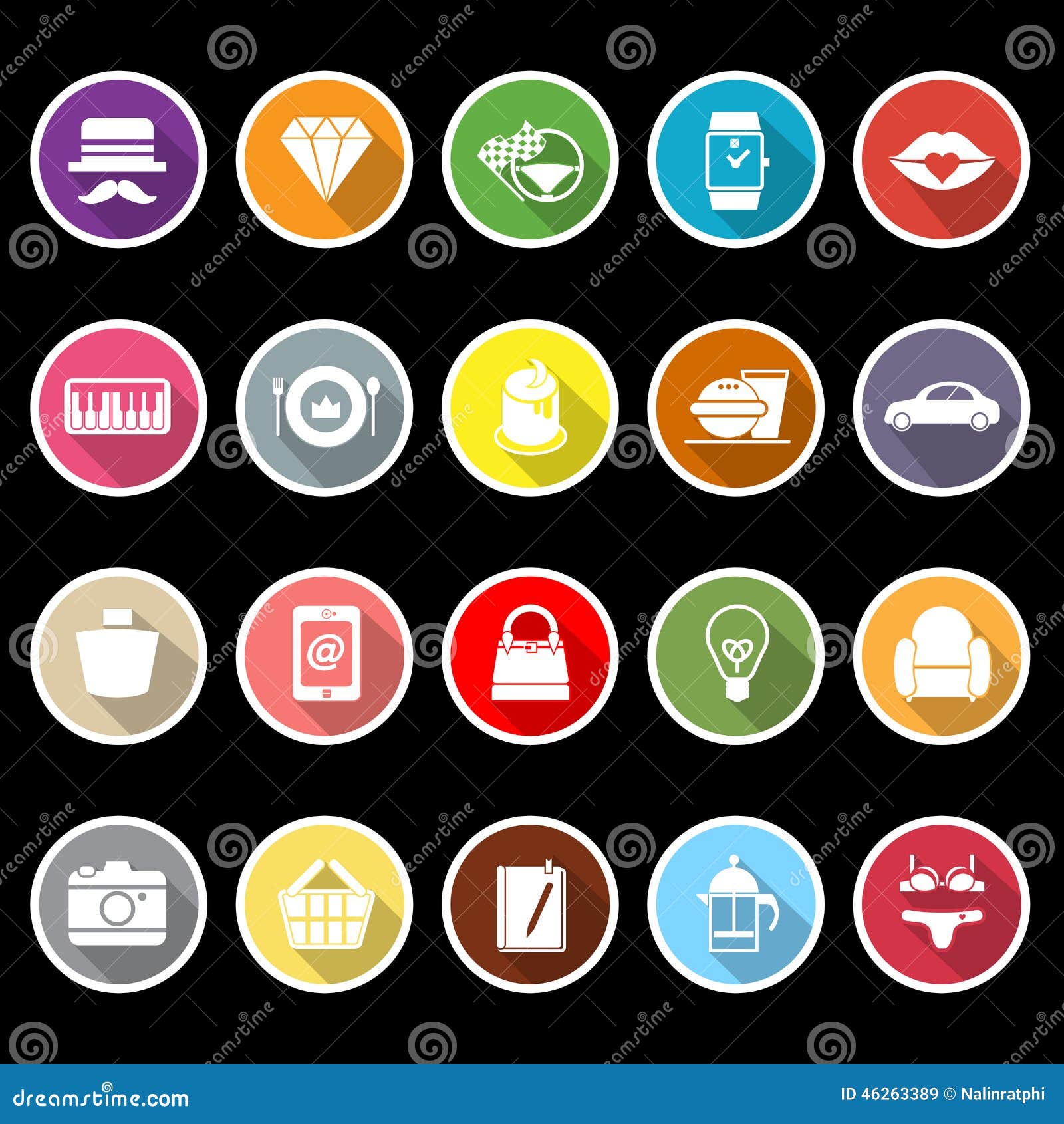 Department Store Item Flat Icons with Long Shadow Stock Vector ...