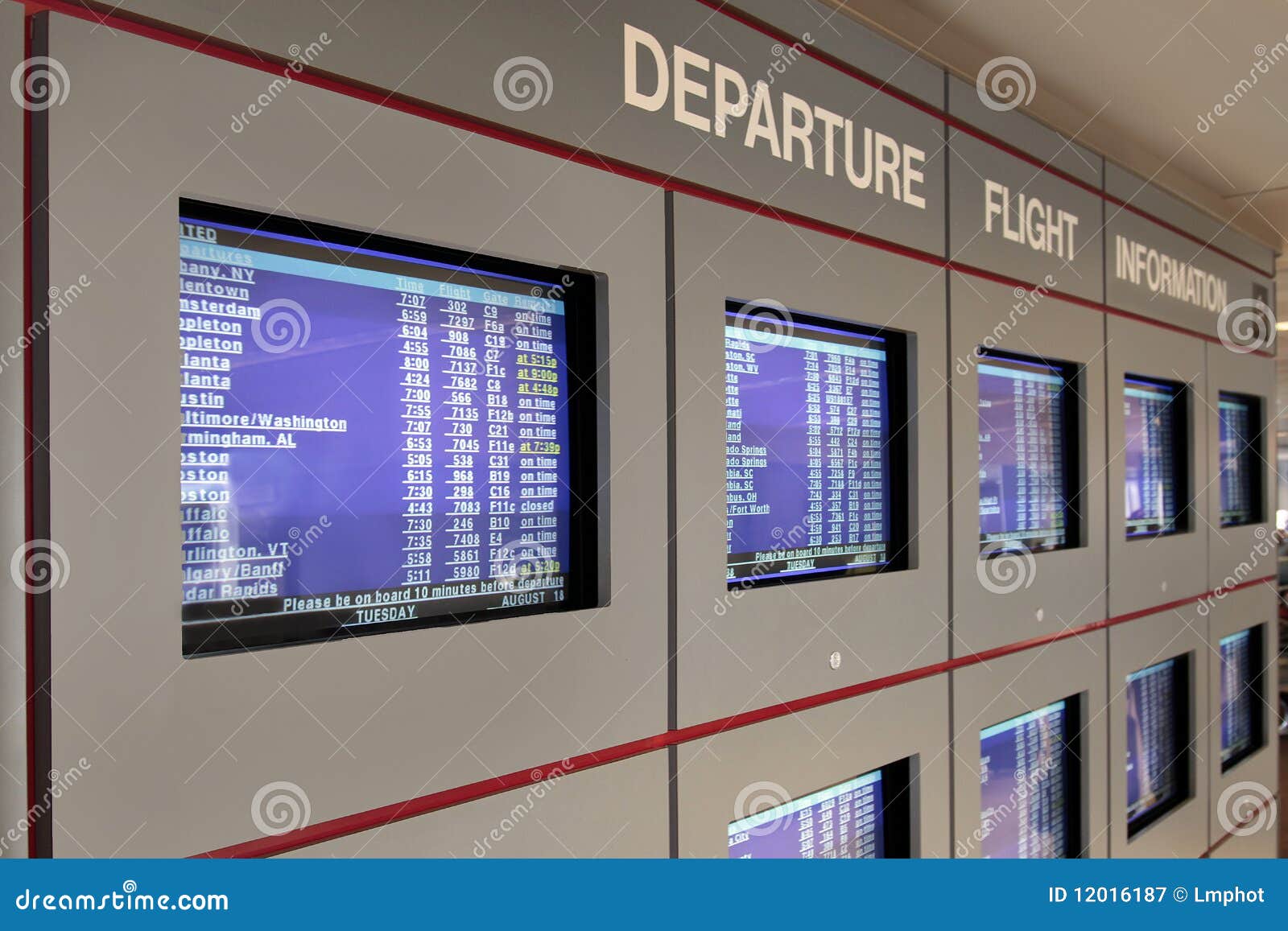 Departure Flight Information Screens Stock Image - Image of departures ...