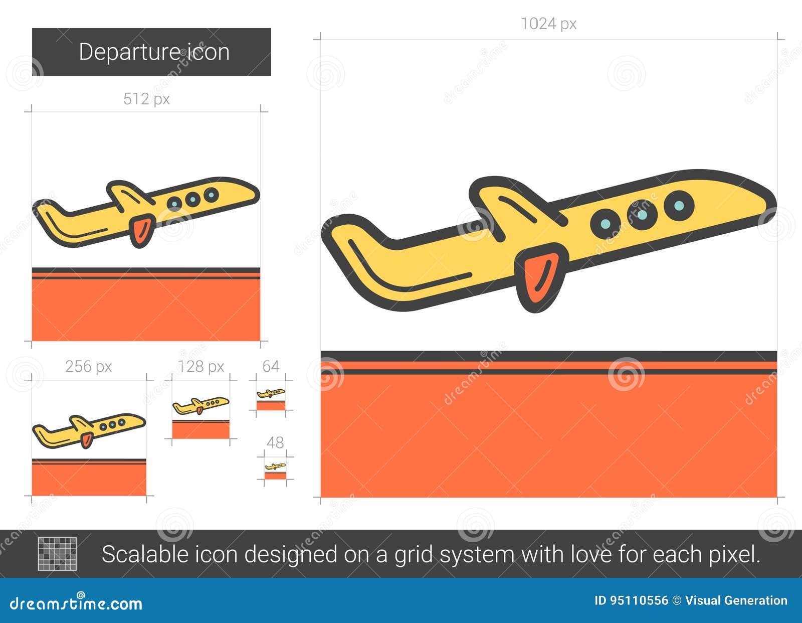 Departure line icon. stock vector. Illustration of flat - 95110556