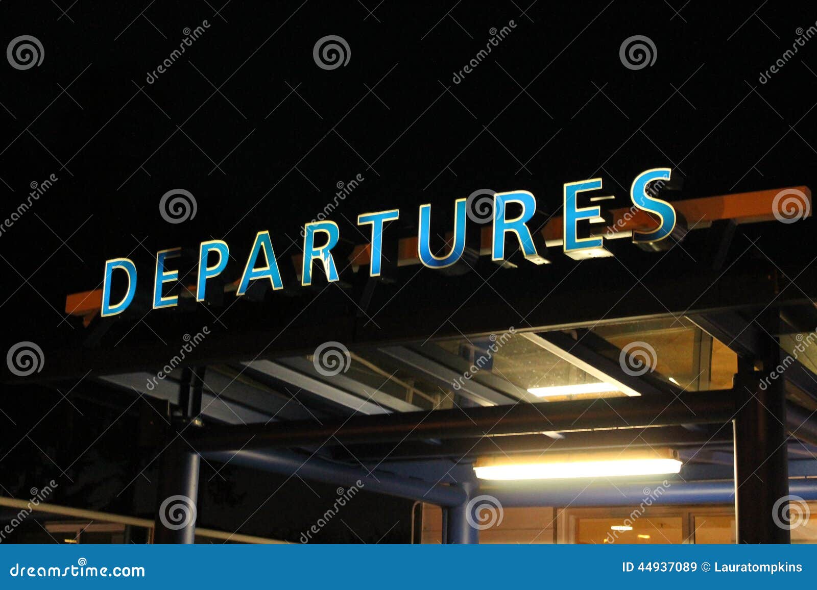 Departures Sign at Night stock image. Image of black - 44937089