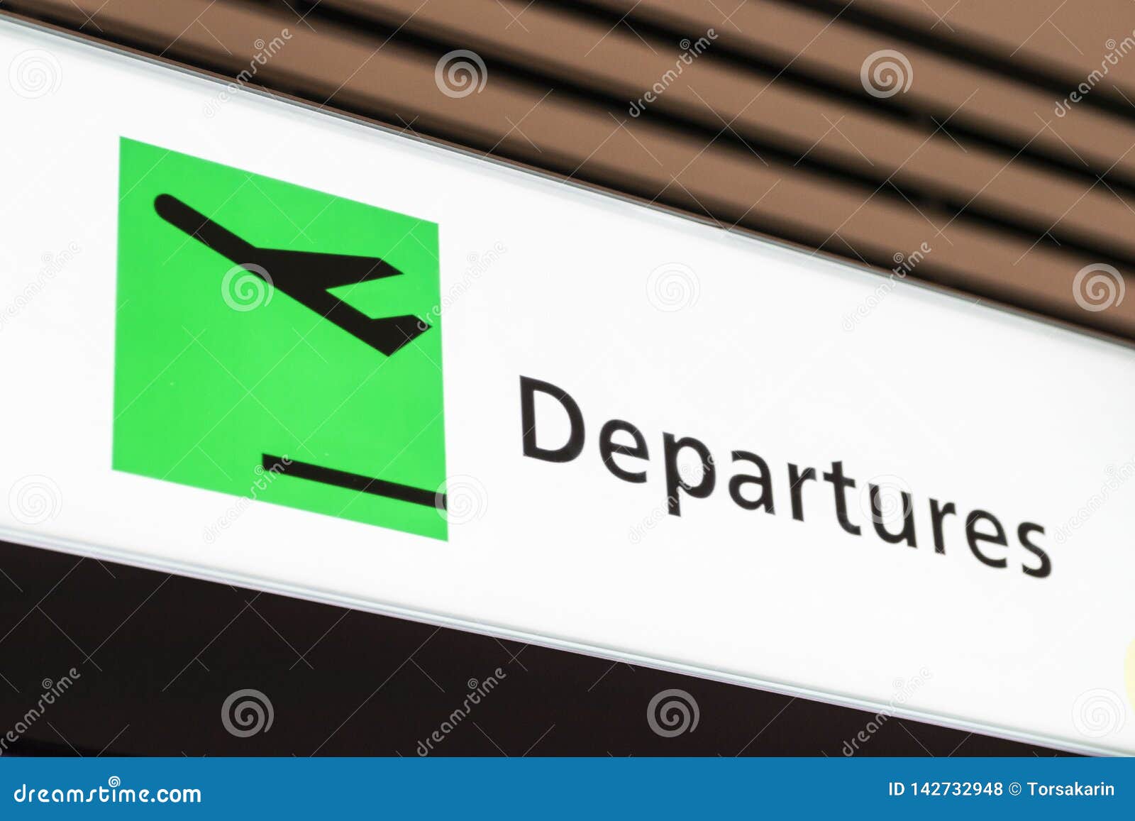 Departures signs hang stock photo. Image of arrow, design - 142732948