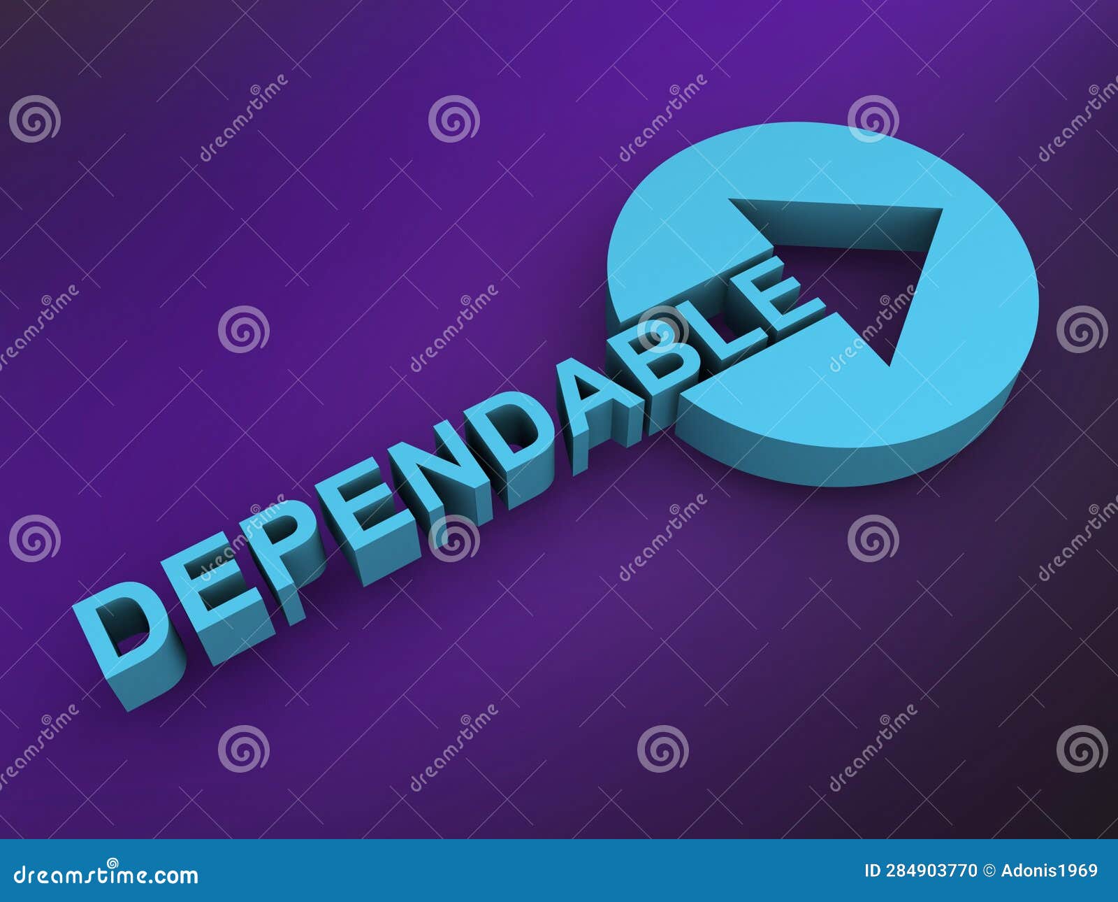 Dependable word on purple stock illustration. Illustration of ...