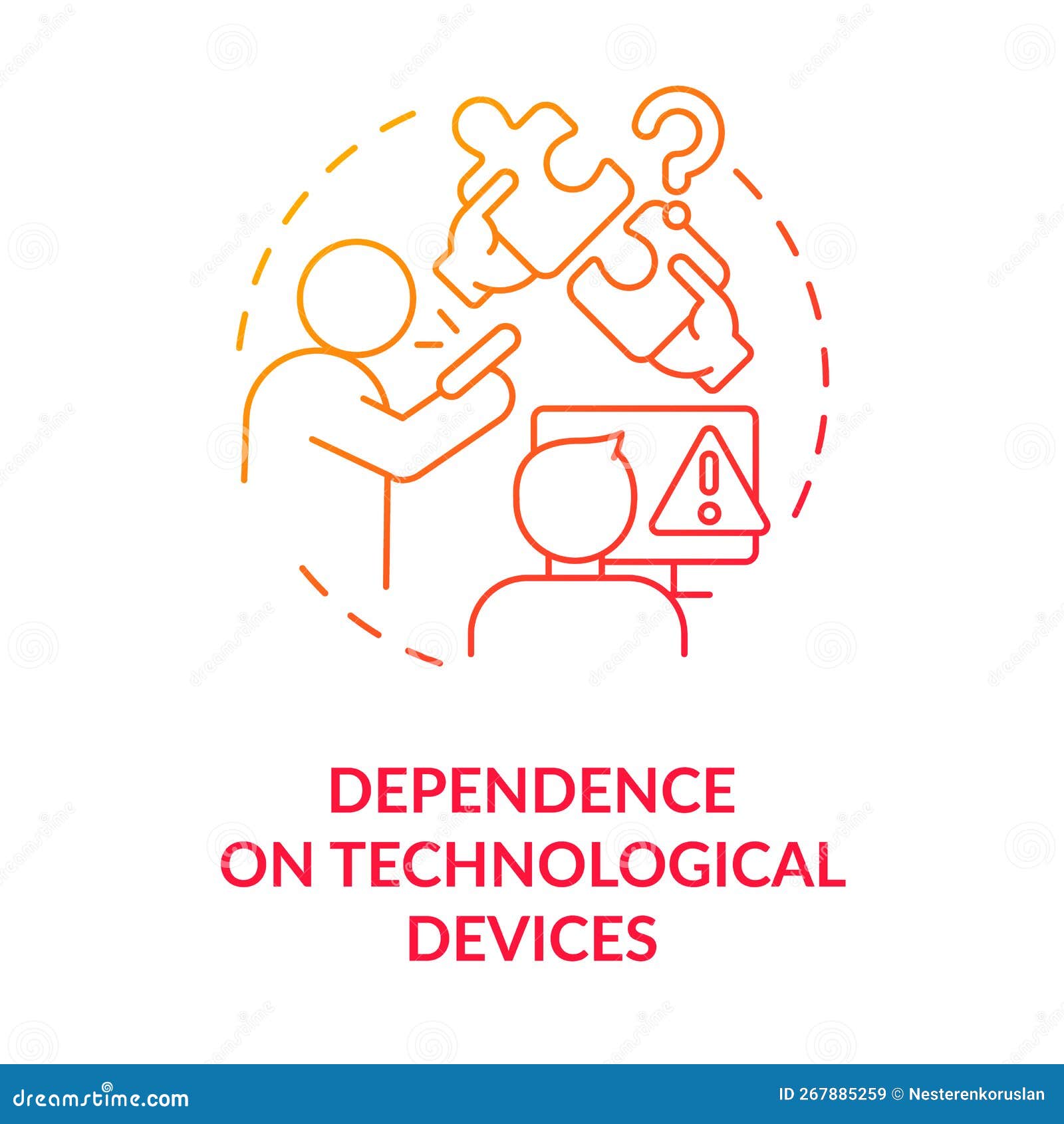 Dependence on Technological Devices Red Gradient Concept Icon Stock ...