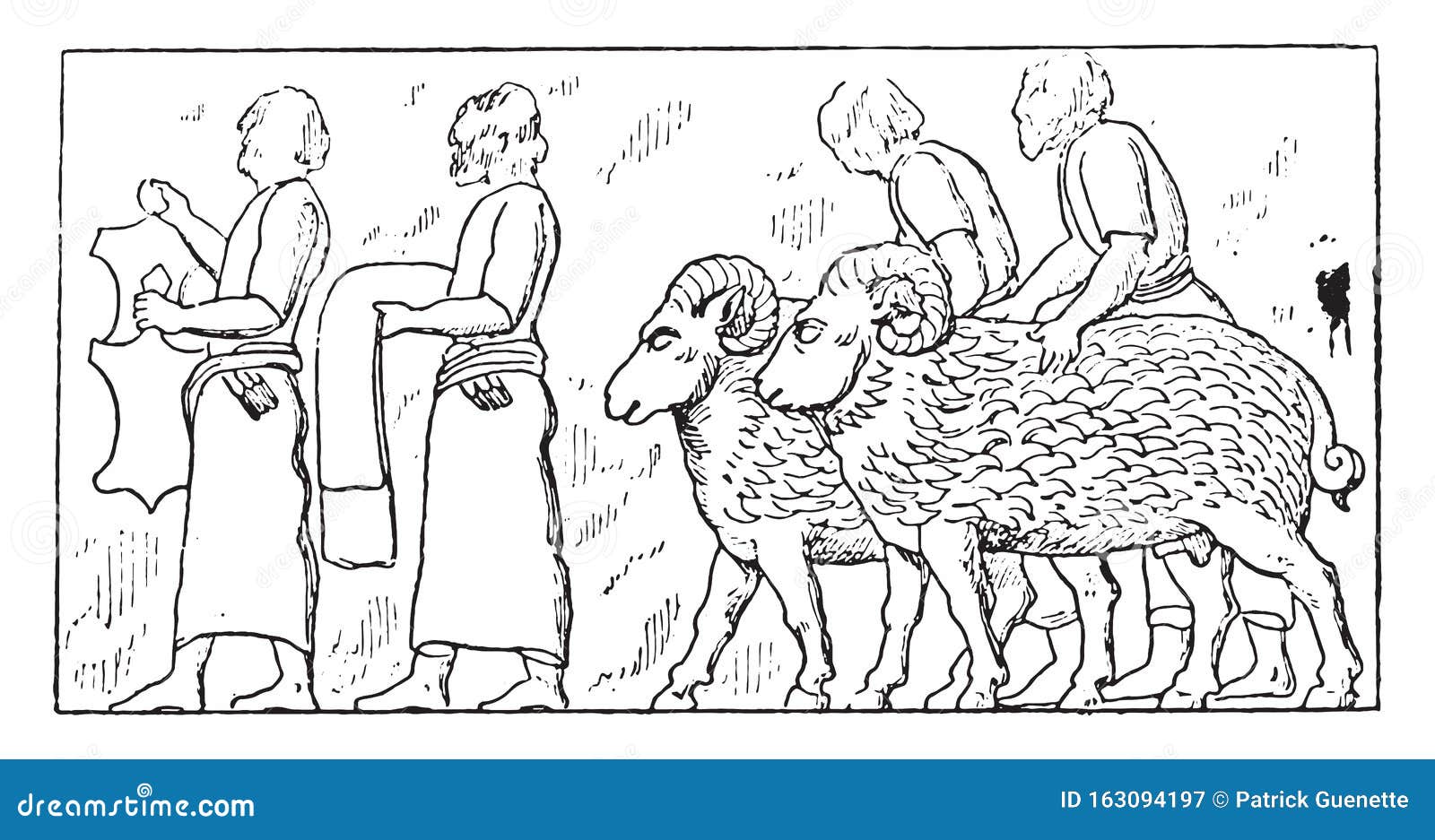 Dependent People Bas-relief Of Persepolis, Vintage Engraving Vector ...