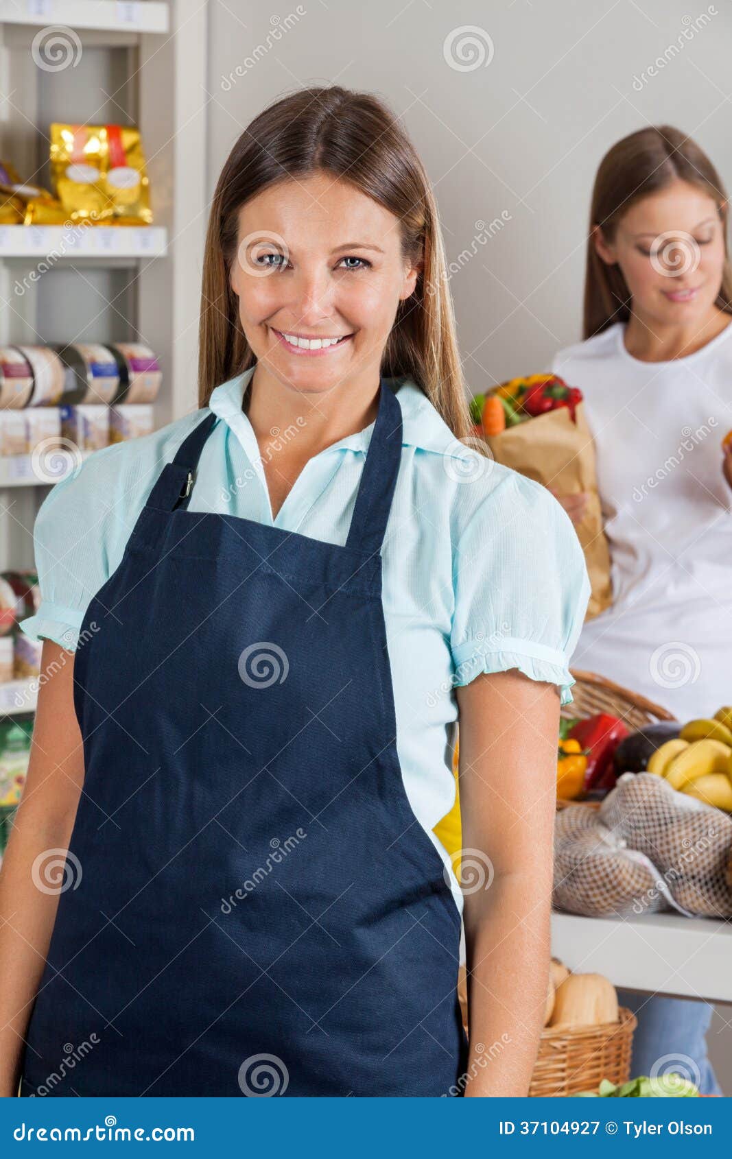 Dependienta with Female Customer En Fondo Imagen de archivo - Imagen de ...