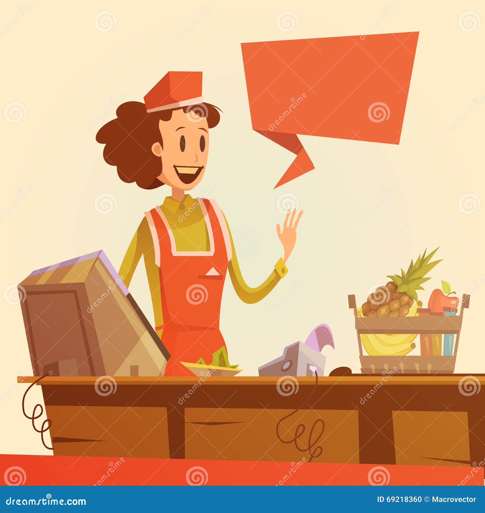 Dependienta Retro Illustration Stock de ilustración - Ilustración de ...