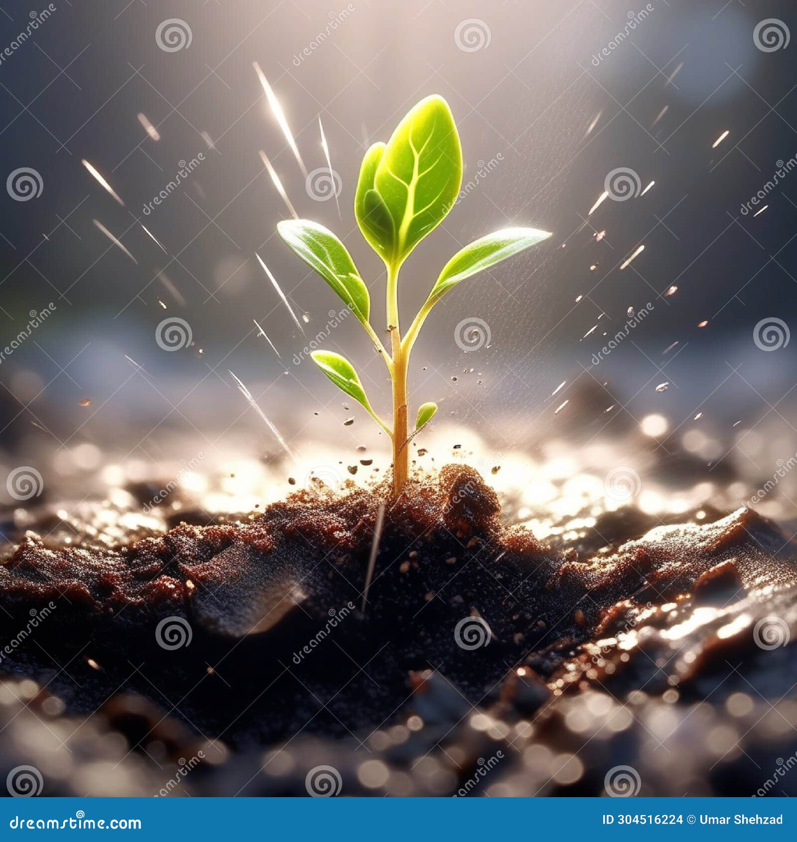 Depict the Moment of a Tiny Sprout Bursting through the Surface of the ...