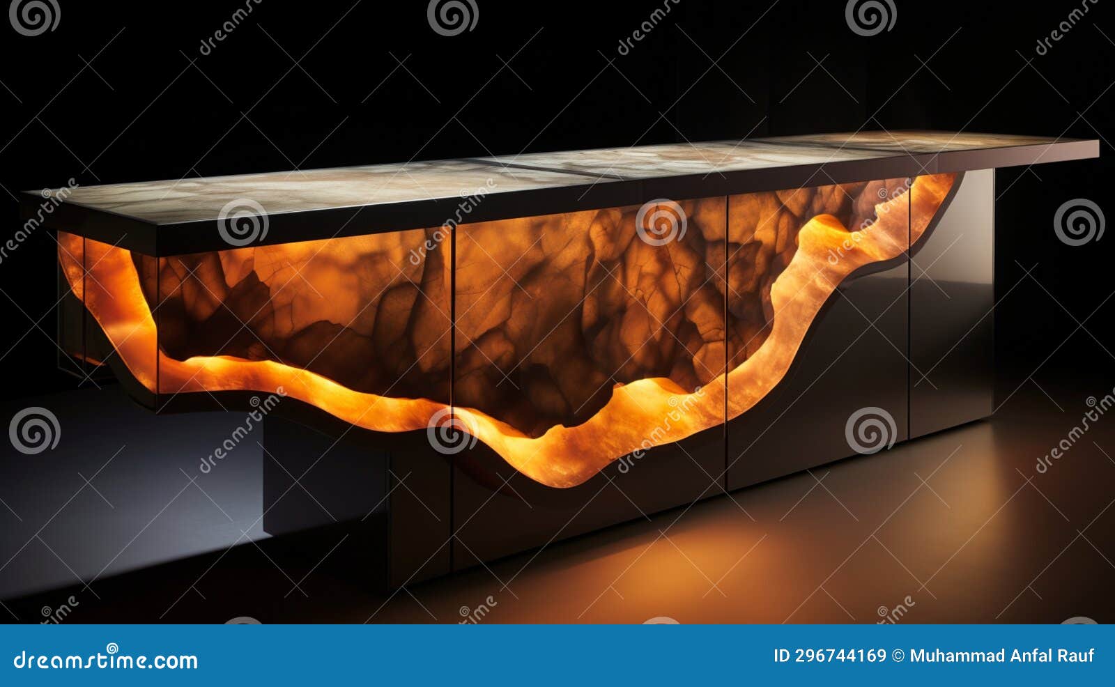 Depict a Reception Desk with a Stunning, Backlit Onyx Panel, Creating a ...