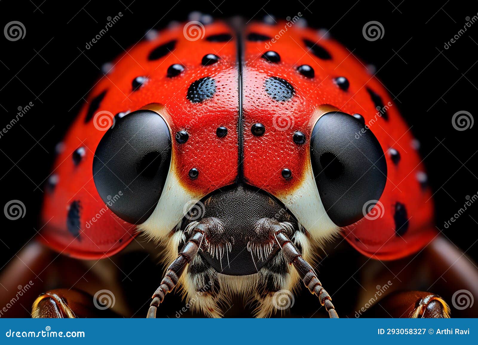 Depict the Striking Features of a Ladybug S Face Under the Microscope ...