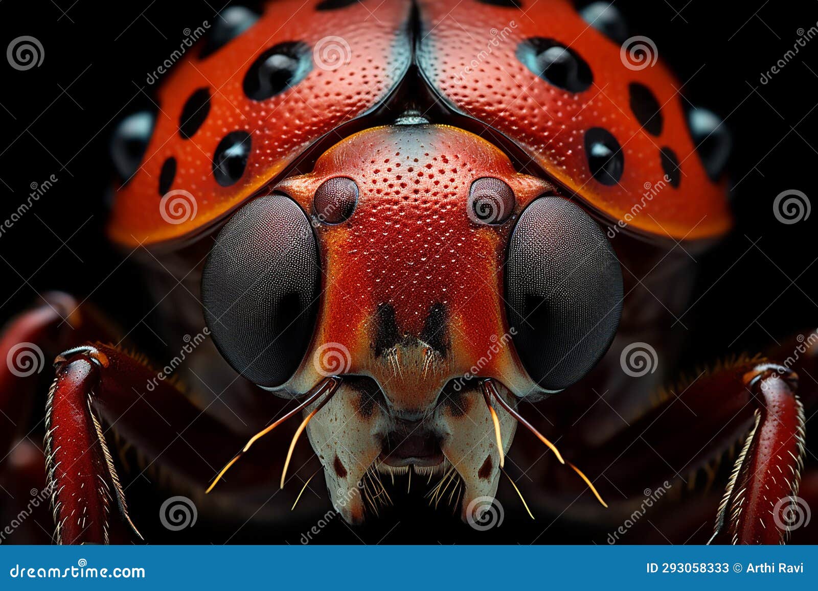 Depict The Striking Features Of A Ladybug's Face Under The Microscope ...