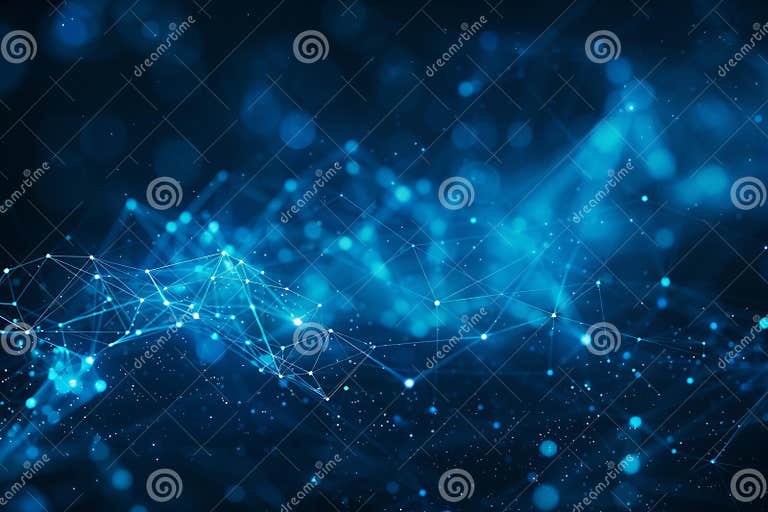 Depicting a Abstract Blue Background with Digital Connection Lines and ...