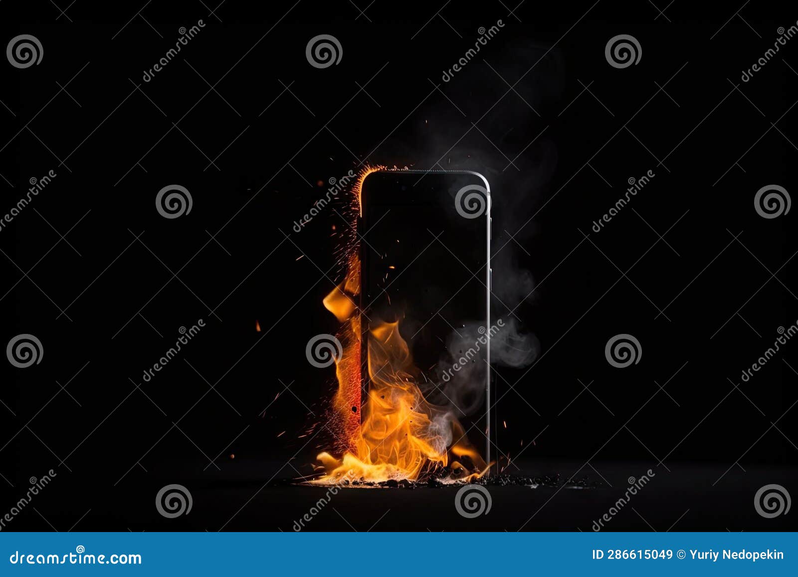Smartphone is Shown Engulfed in Flames Stock Illustration ...